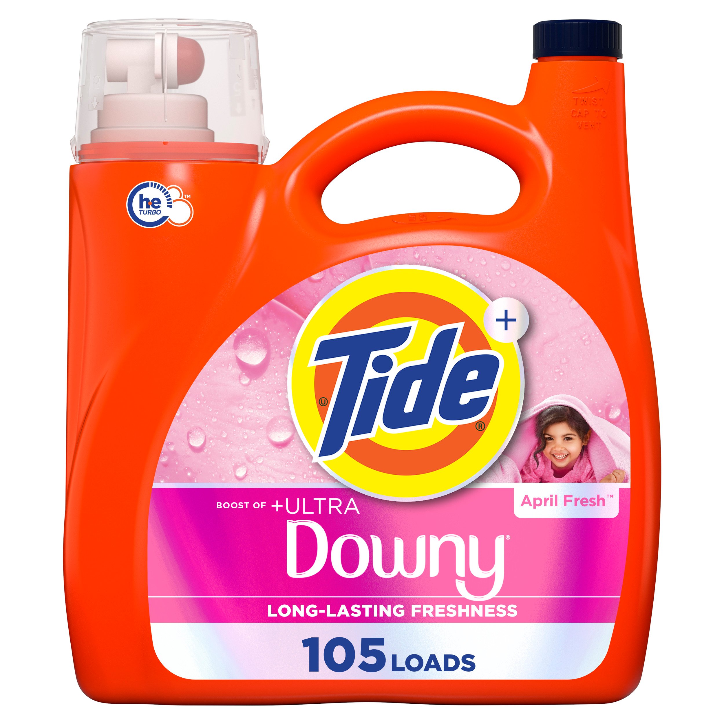 Tide Ultra Downy Liquid Laundry Detergent, 105 Loads - April Fresh ...