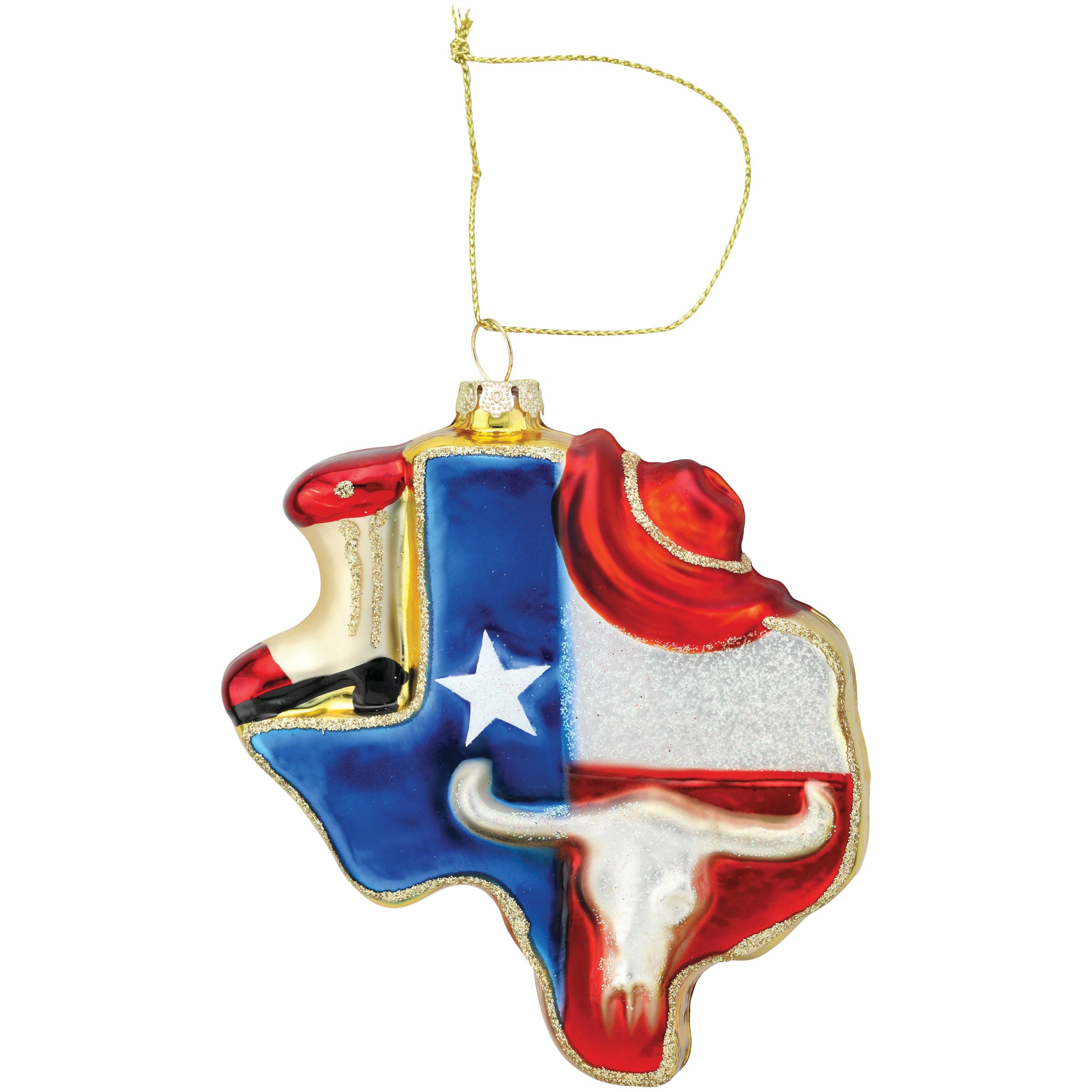 Destination Holiday Texas with Cowboy Hat & Boot Glass Christmas ...