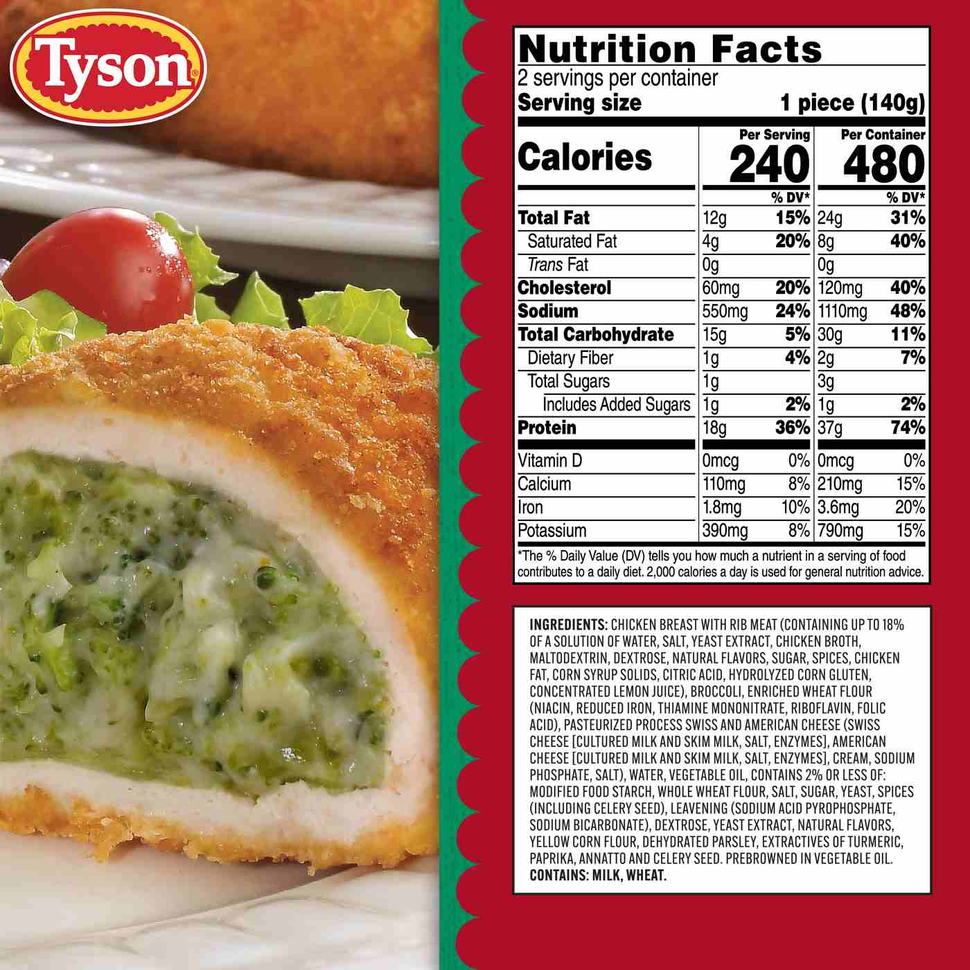 Tyson Frozen Stuffed Chicken Breasts Broccoli Cheese - Shop Entrees ...