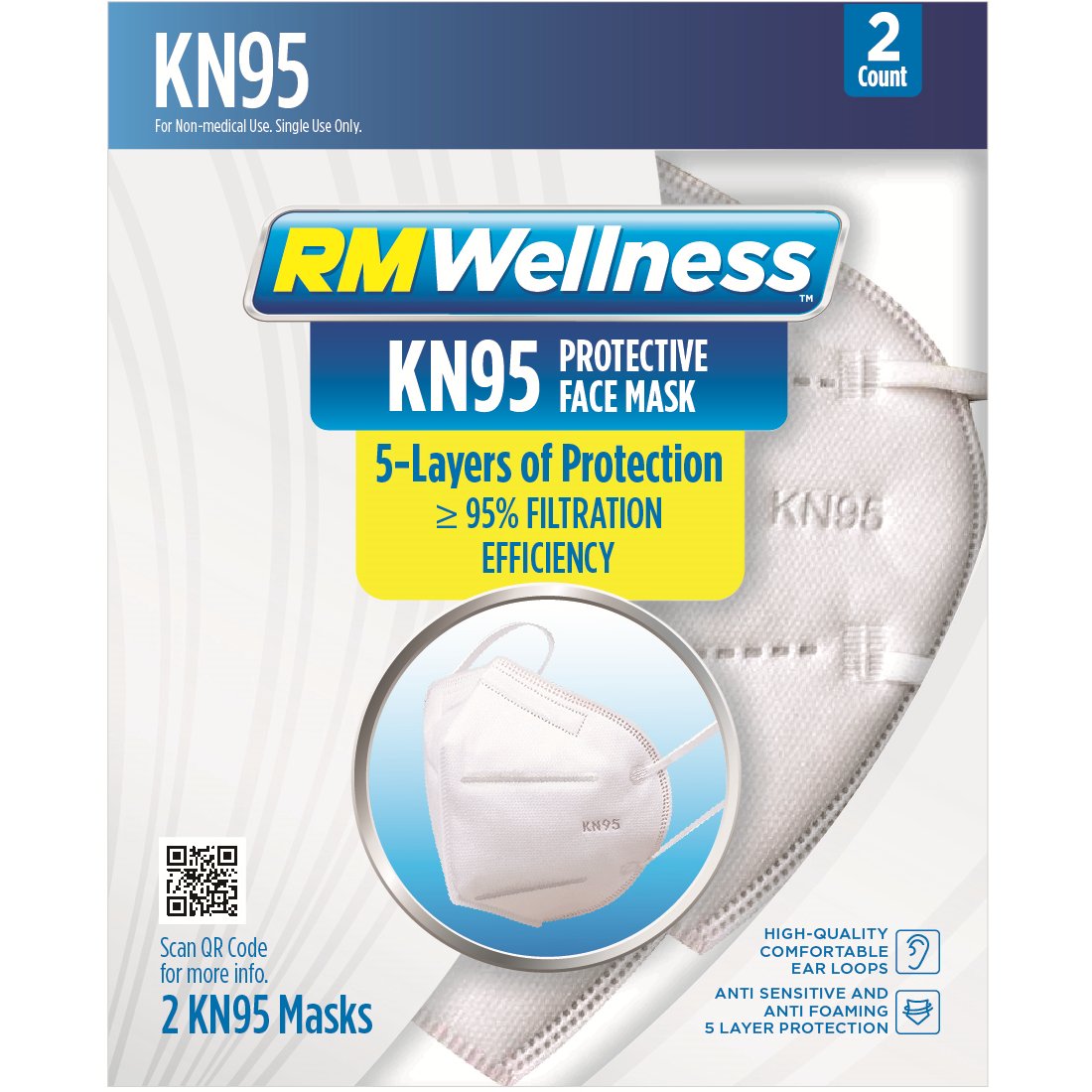 RM Wellness KN95 Disposable Protective 5 Layer Face Masks - Shop Kits ...