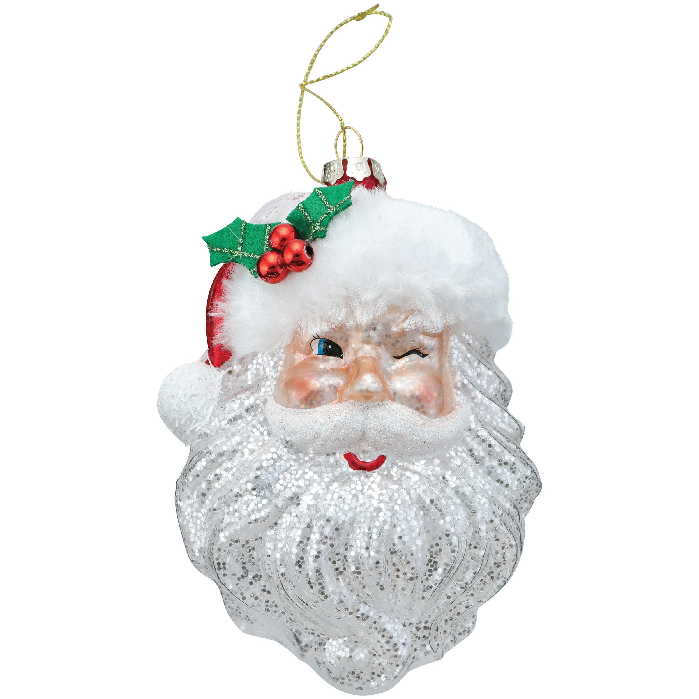 Destination Holiday Jolly Santa Glass Christmas Ornament - Shop ...