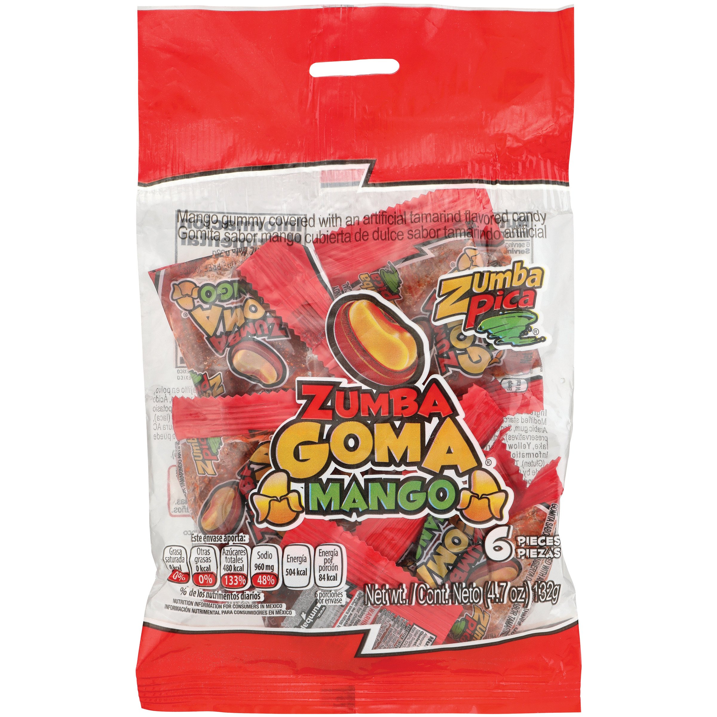 Zumba Pica Goma Mango Tamarind Gummy Candy, 6 pc - Shop Candy at H-E-B
