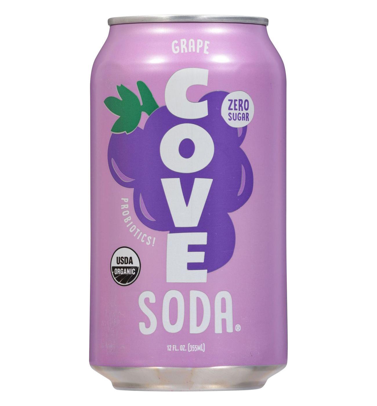 Cove Organic Zero Sugar Probiotic Soda - Grape - Shop Soda at H-E-B