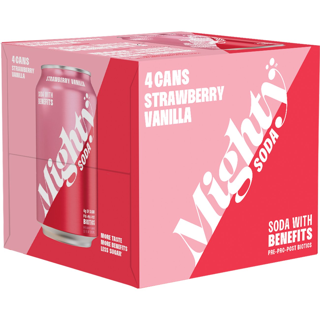 Mighty Soda Pre-Pro-Post Biotics Soda 4 pk Cans - Strawberry Vanilla ...