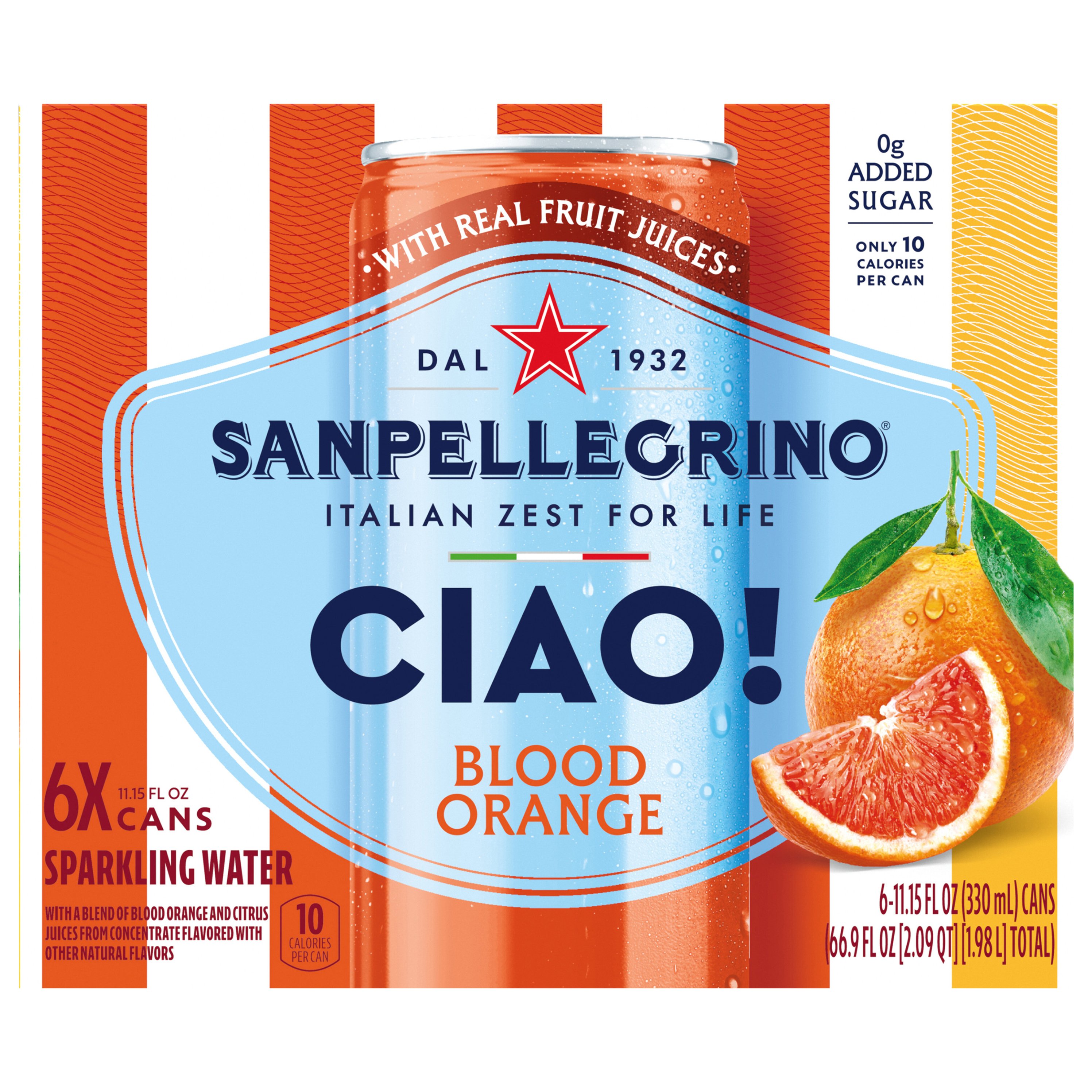 San Pellegrino Ciao Blood Orange Cans, 6 pk - Shop Soda at H-E-B