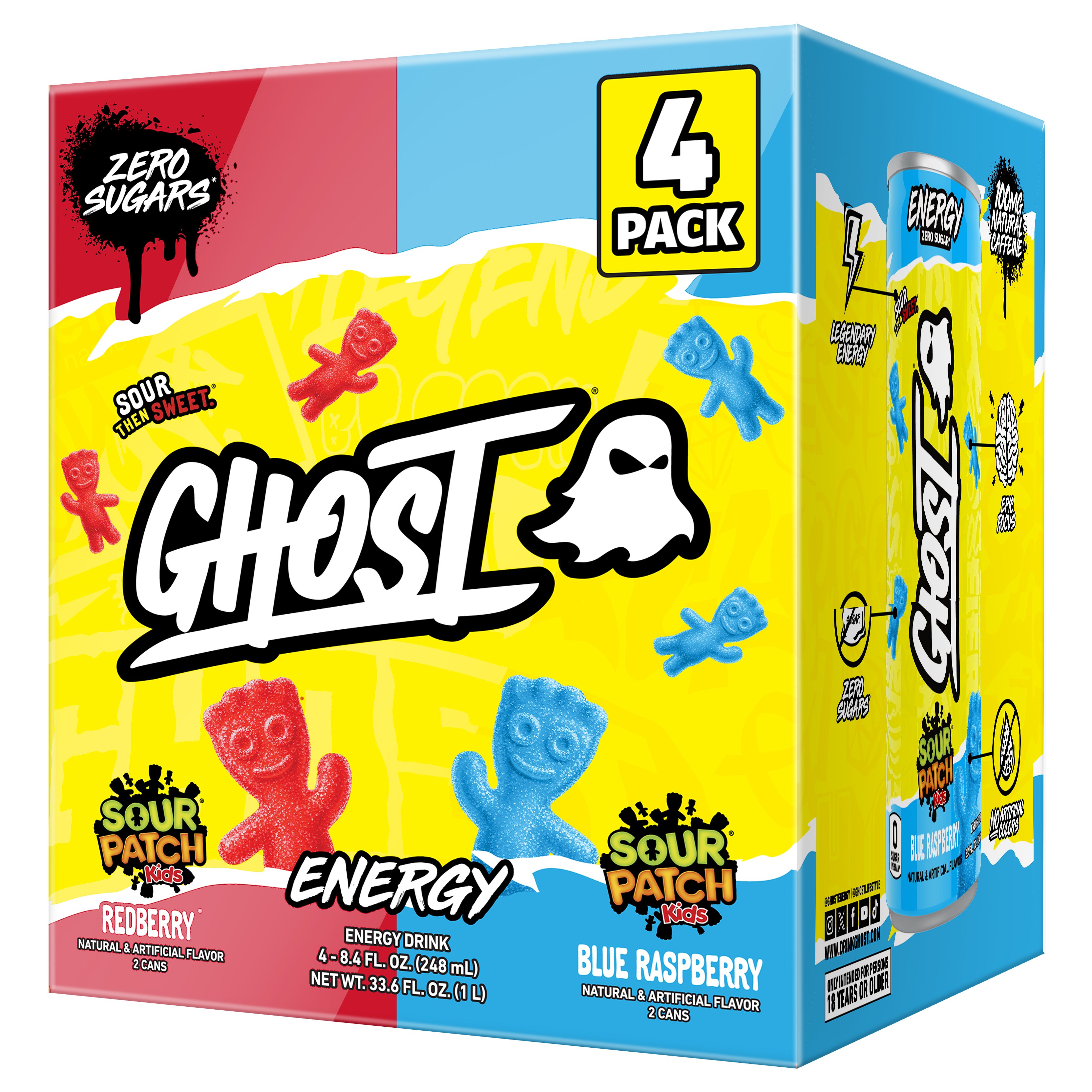 Ghost Zero Sugar Energy Drinks 4 pk Cans - Sour Patch Kids - Shop Sports & energy drinks at H-E-B