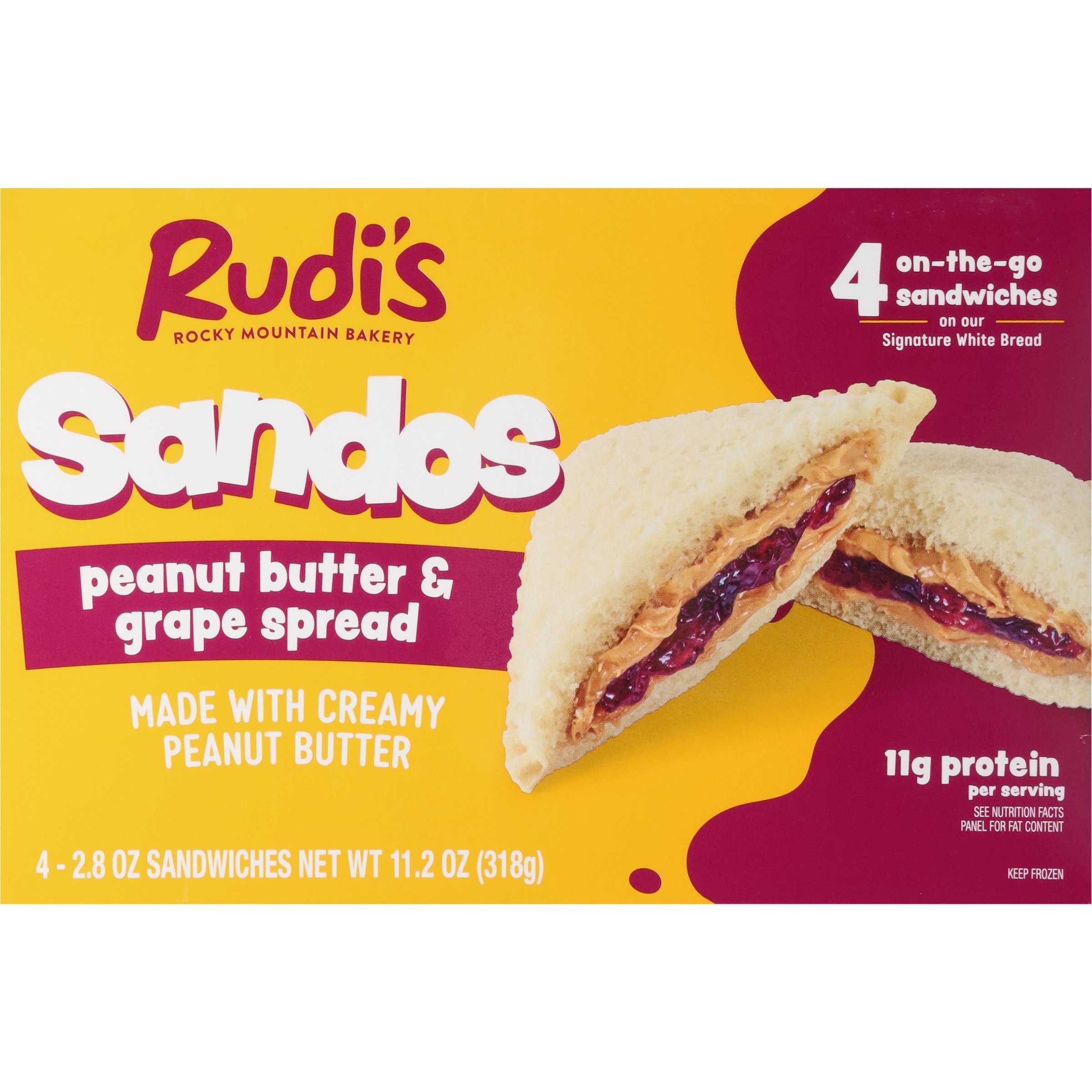 Rudi's Sandos Peanut Butter Grape Spread Sandwiches - Shop Entrees ...