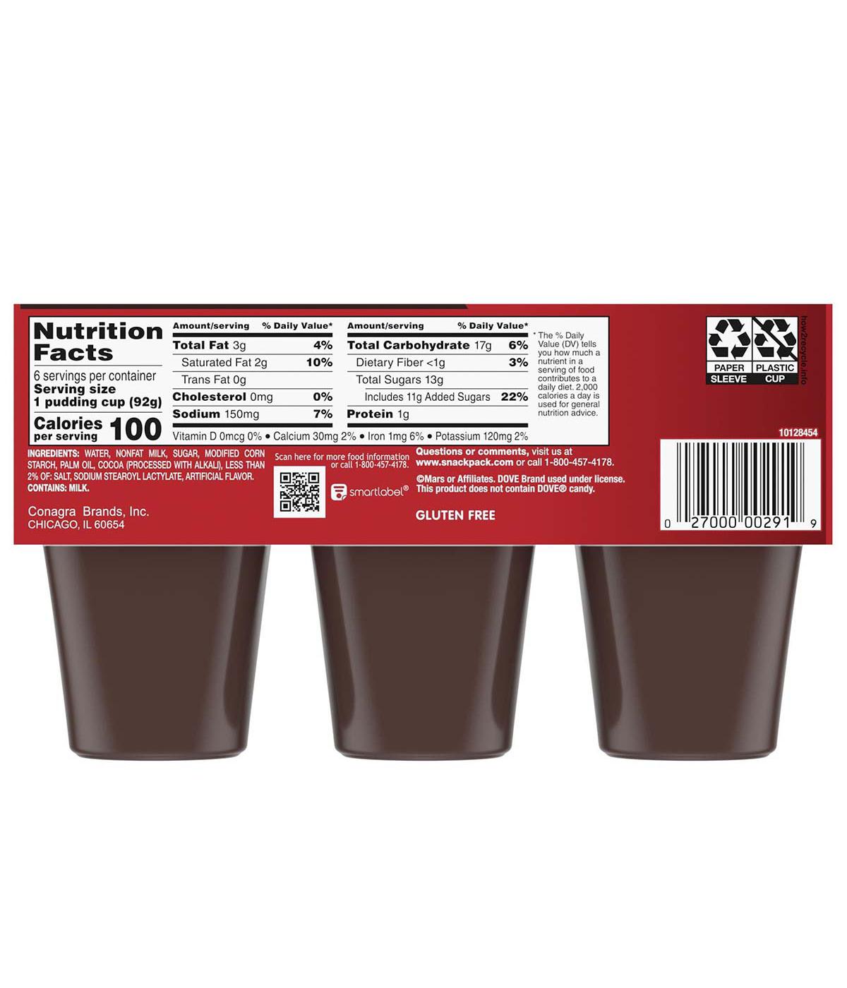Snack Pack Dove Dark Chocolate Pudding Cups - Shop Pudding & gelatin at ...