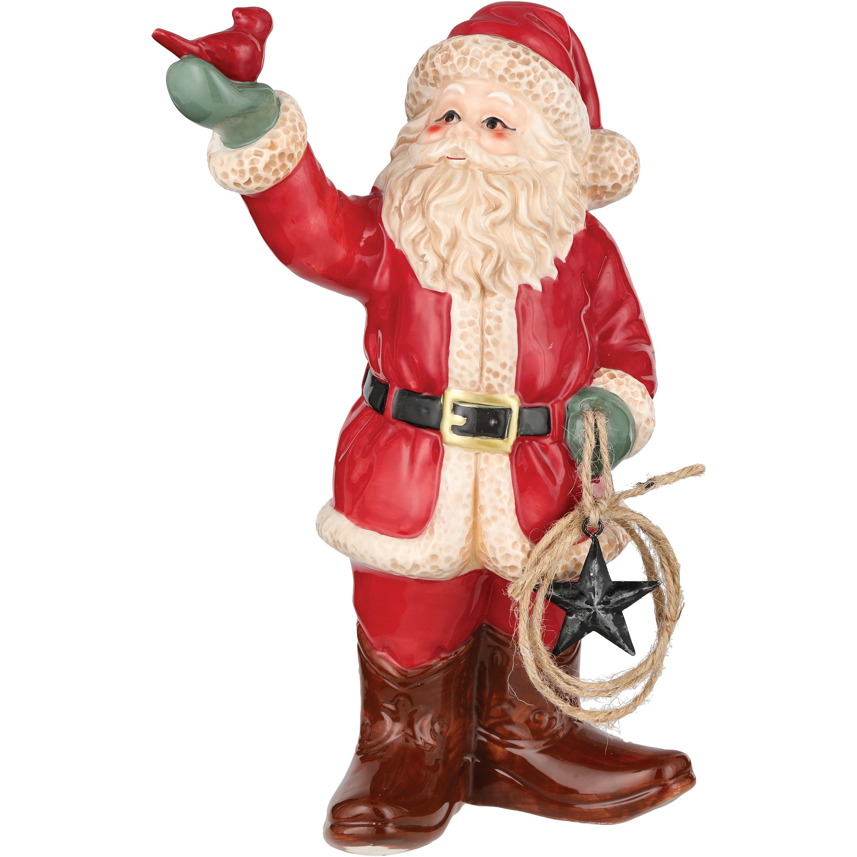 Destination Holiday Ceramic Christmas Santa with Cardinal & Lasso ...