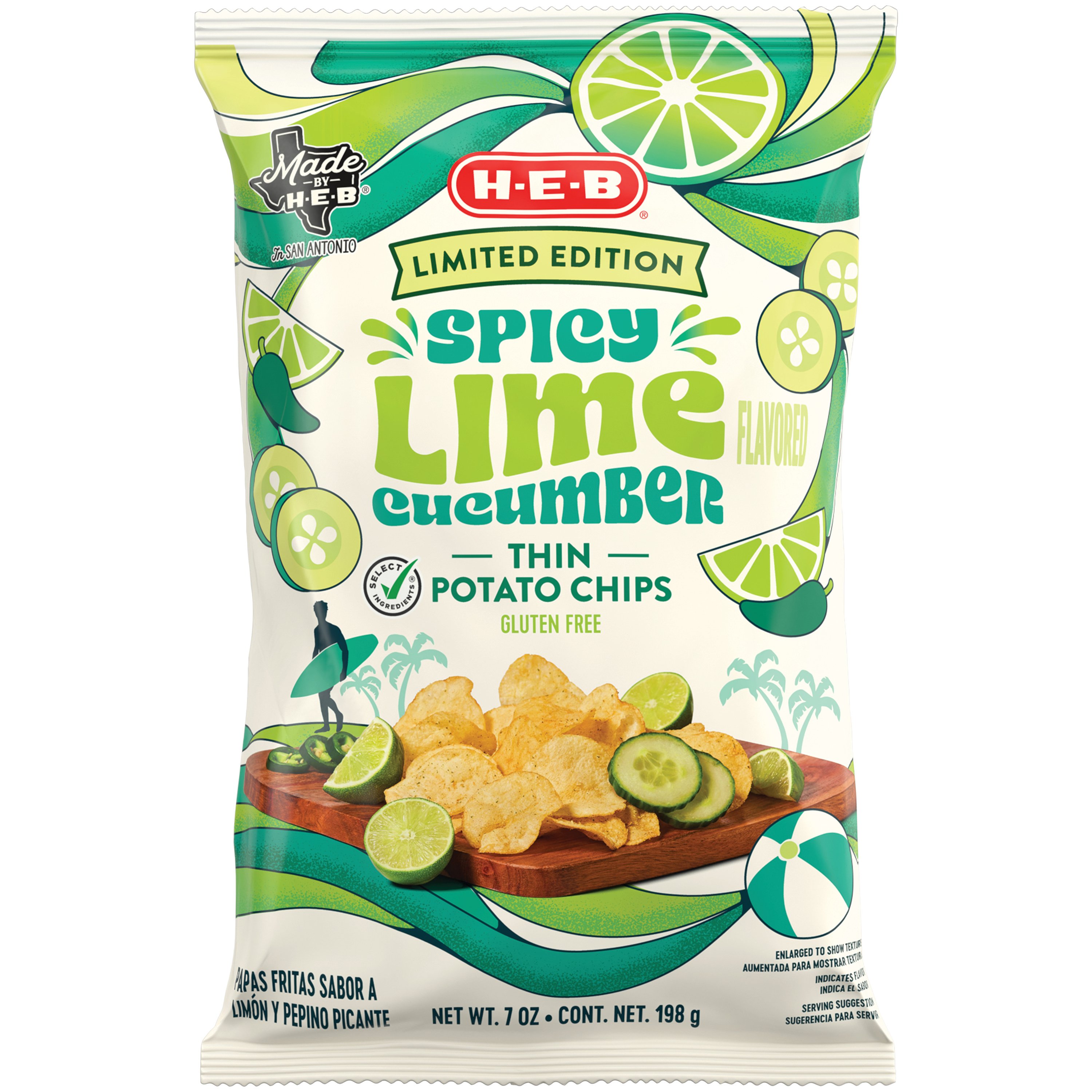 H-E-B Thin Potato Chips - Spicy Lime Cucumber - Shop Chips at H-E-B