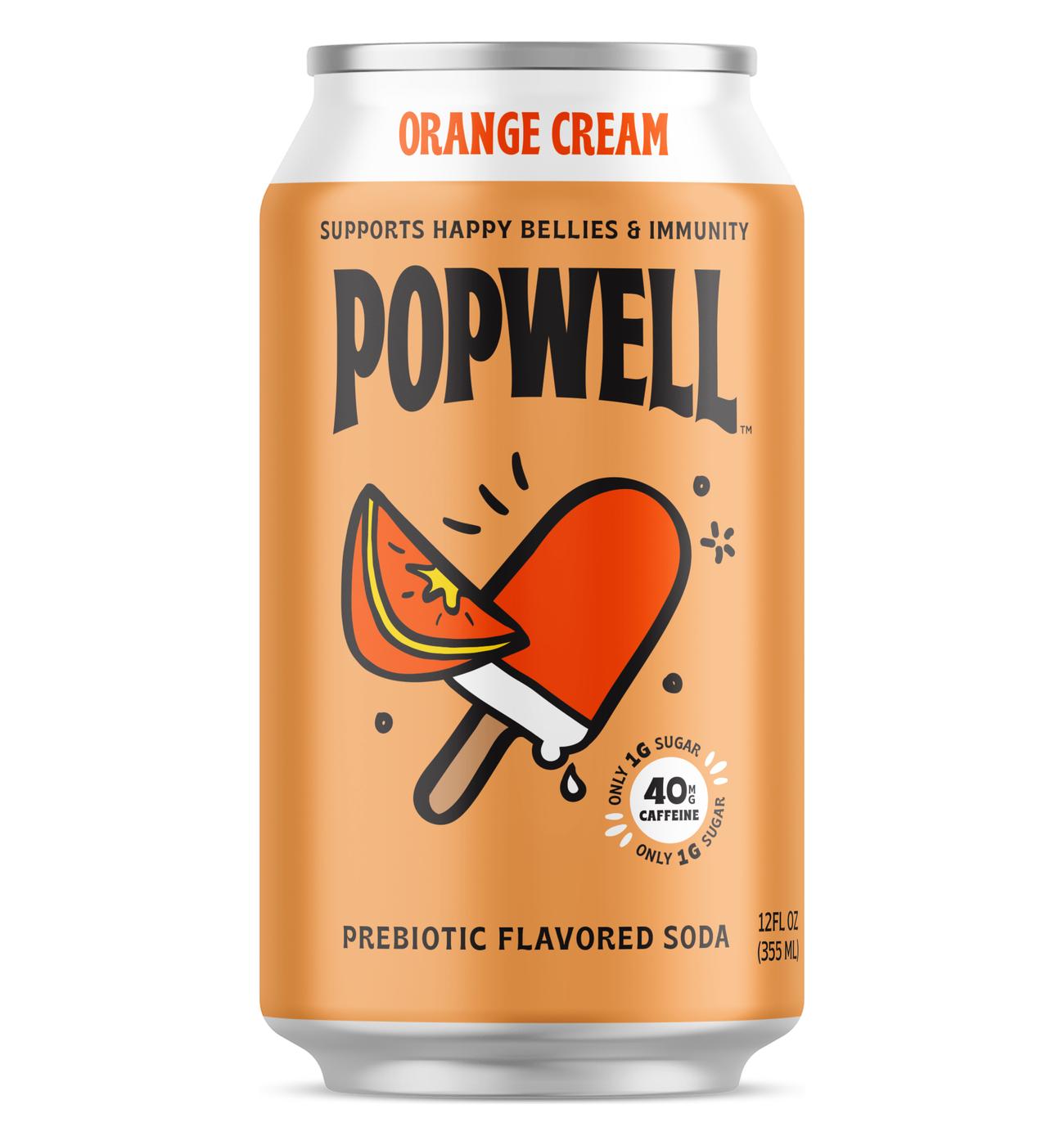 Popwell Prebiotic Soda - Orange Cream - Shop Soda at H-E-B