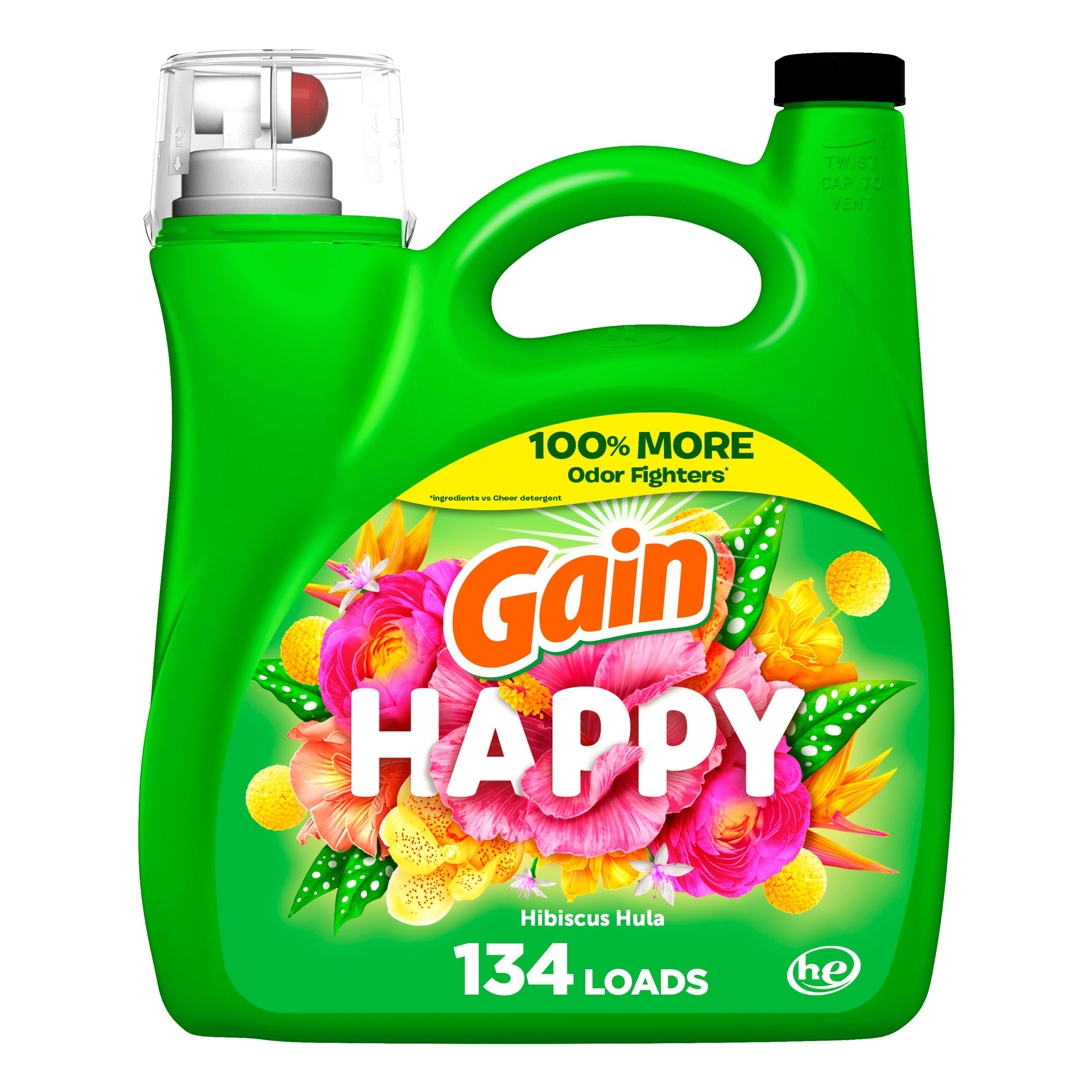 Gain Happy Hibiscus Hula Laundry Detergent, 134 Load - Shop Detergent ...