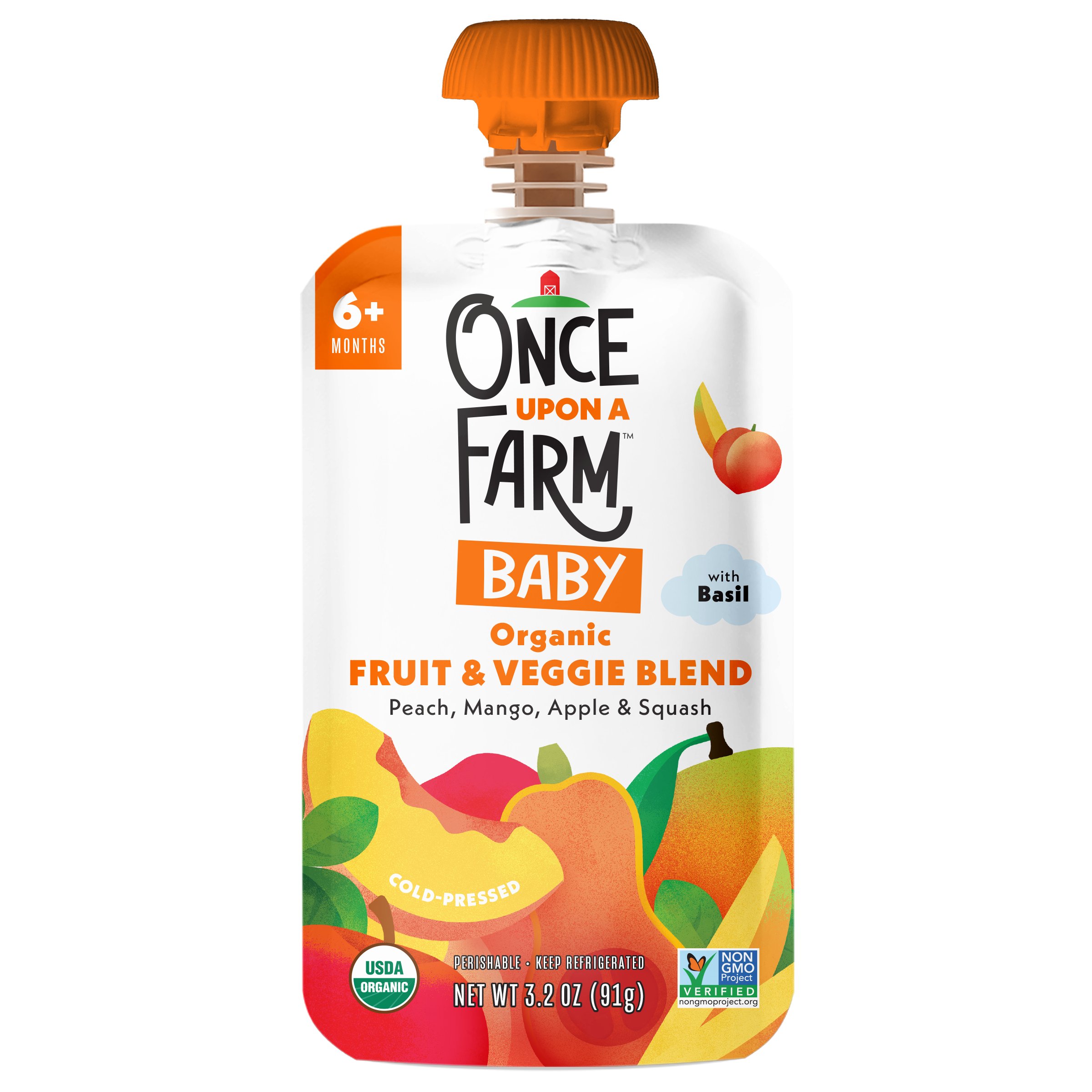 Once Upon A Farm Baby Organic Fruit & Veggie Blend - Peach, Mango ...