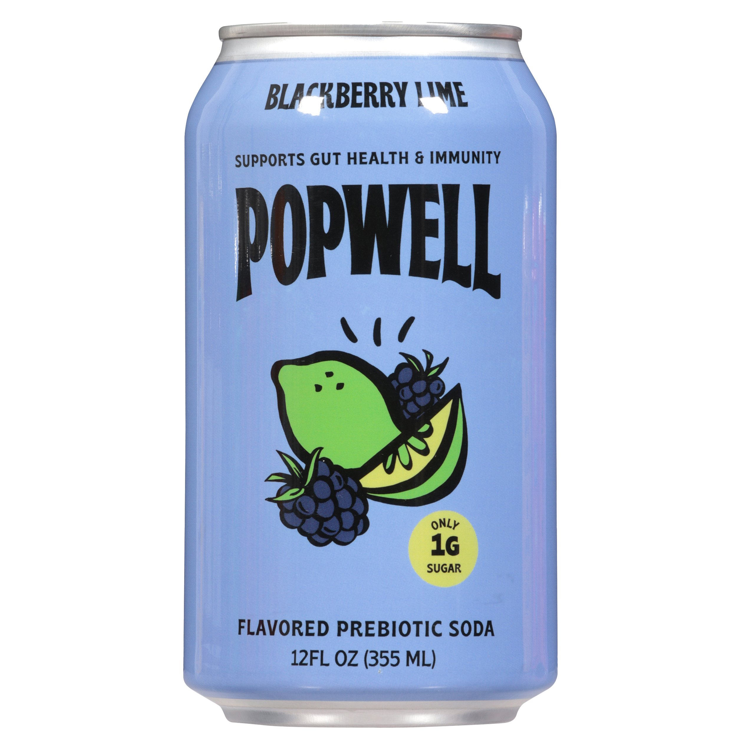 Popwell Prebiotic Soda - Blackberry Lime - Shop Soda at H-E-B