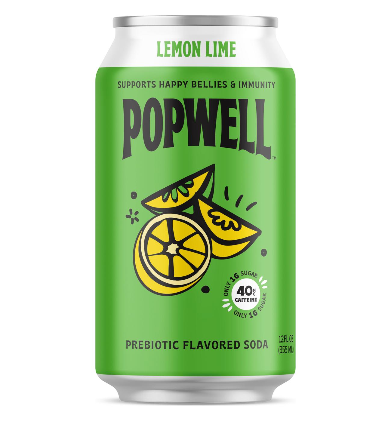 Popwell Prebiotic Soda - Lemon Lime - Shop Soda at H-E-B