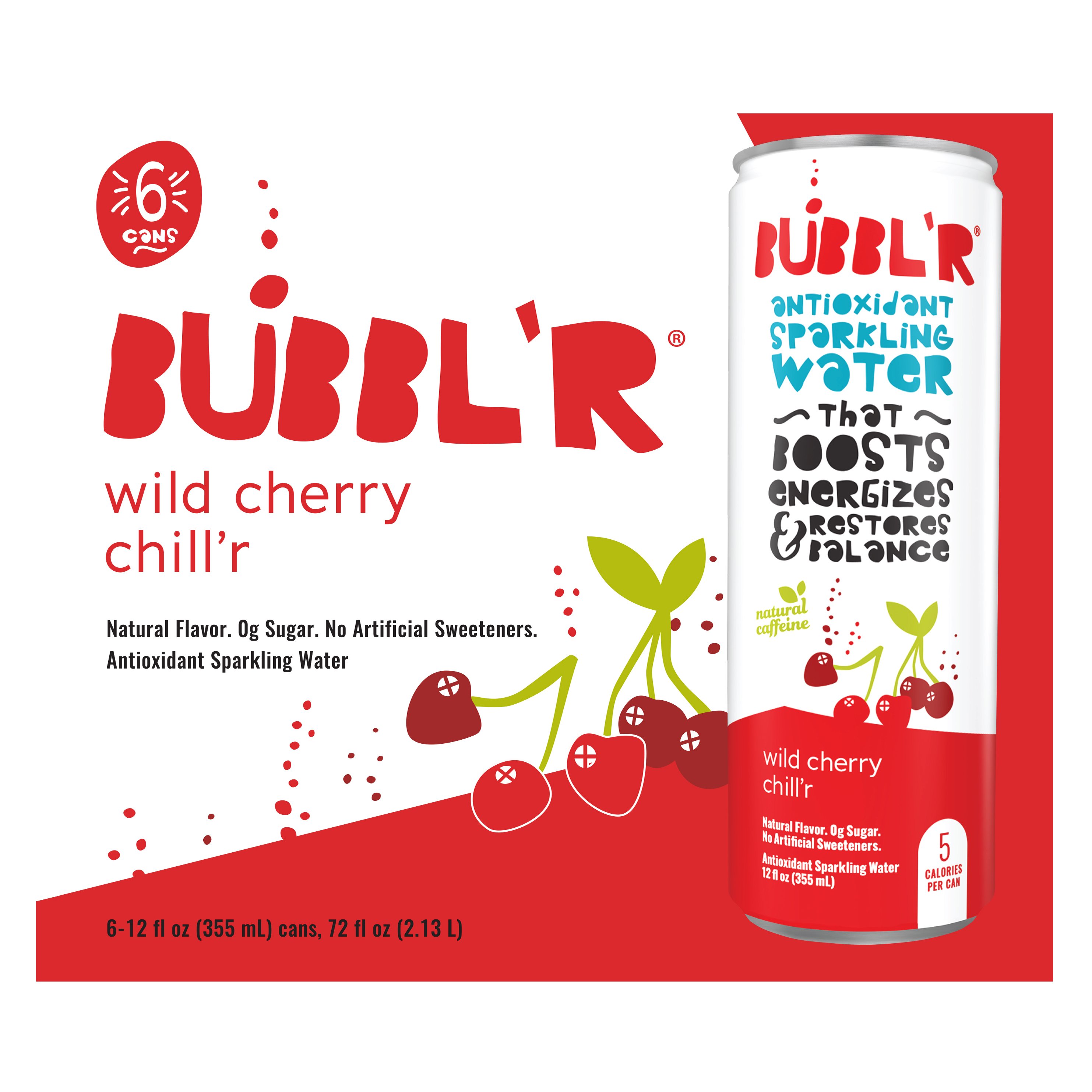 Bubbl'r Antioxidant Sparkling Water 6 pk Cans - Wild Cherry Chill'r ...