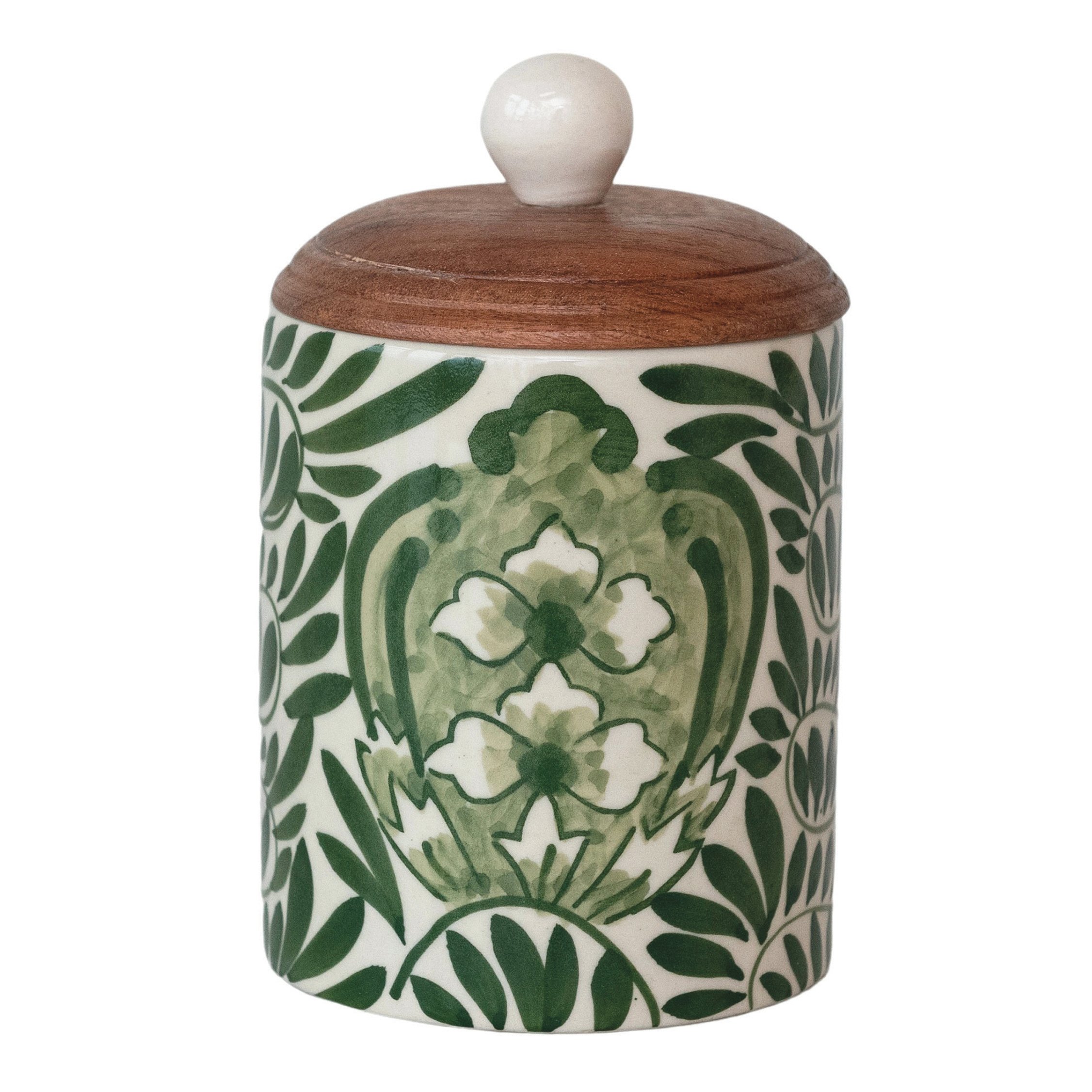 Creative Co-Op Botanical Round Stoneware Canister - Shop Seasonal decor ...