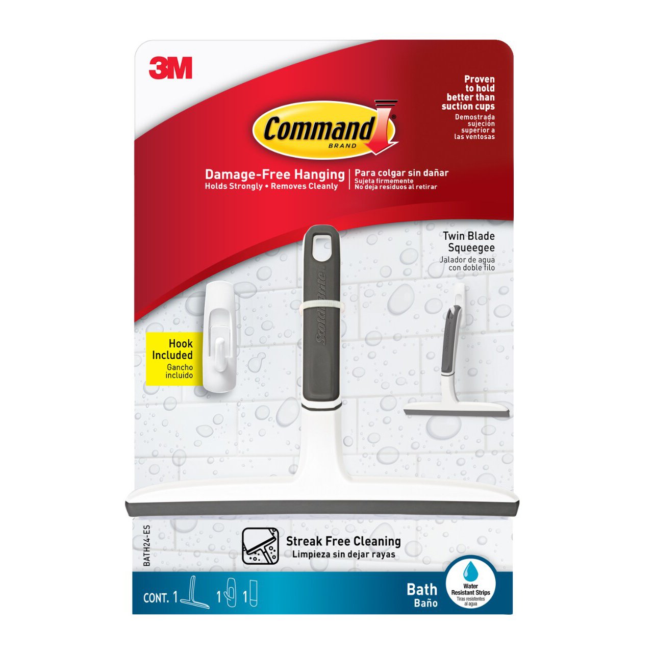 Command Twin Blade Squeegee With Bath Hook - Shop Spray bottles & squeegees at H-E-B