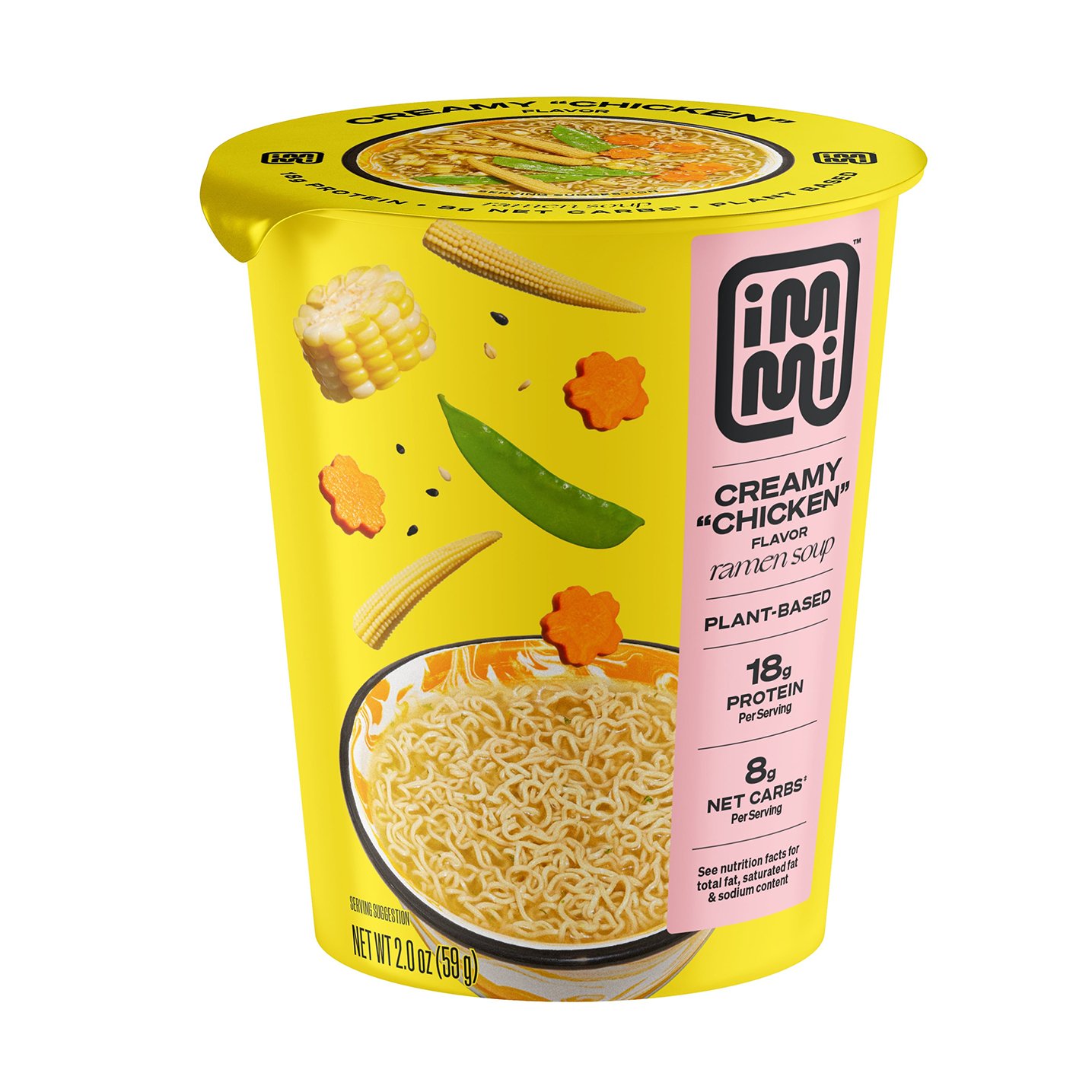 immi Plant-Based 18g Protein Creamy "Chicken" Instant Ramen Soup Cup ...