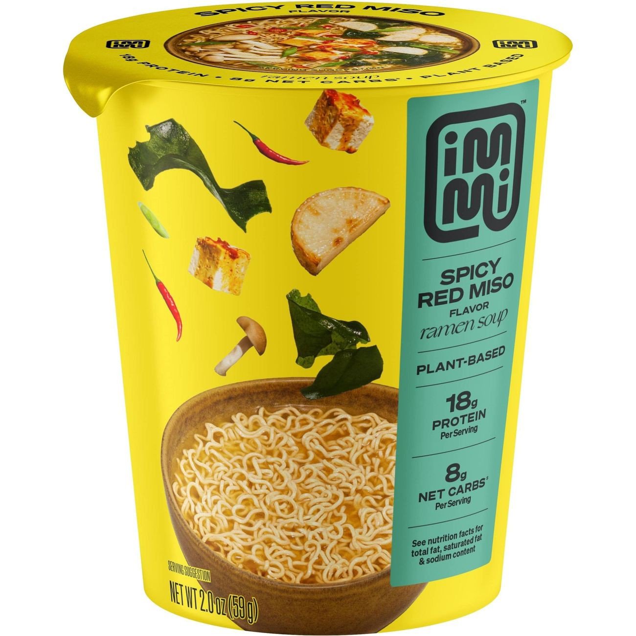 immi Plant-Based 18g Protein Spicy Red Miso Instant Ramen Soup Cup ...