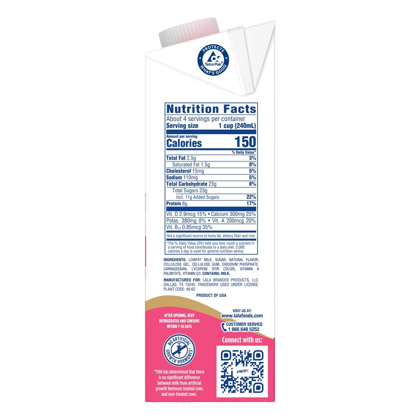 LALA Low-Fat Strawberry Milk - Shop Milk at H-E-B