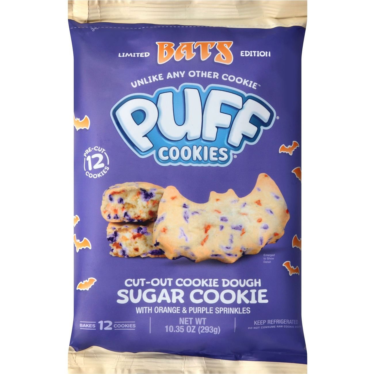 Puff Cookies Bats Cut-Out Sugar Cookie Dough - Shop Biscuit & cookie ...