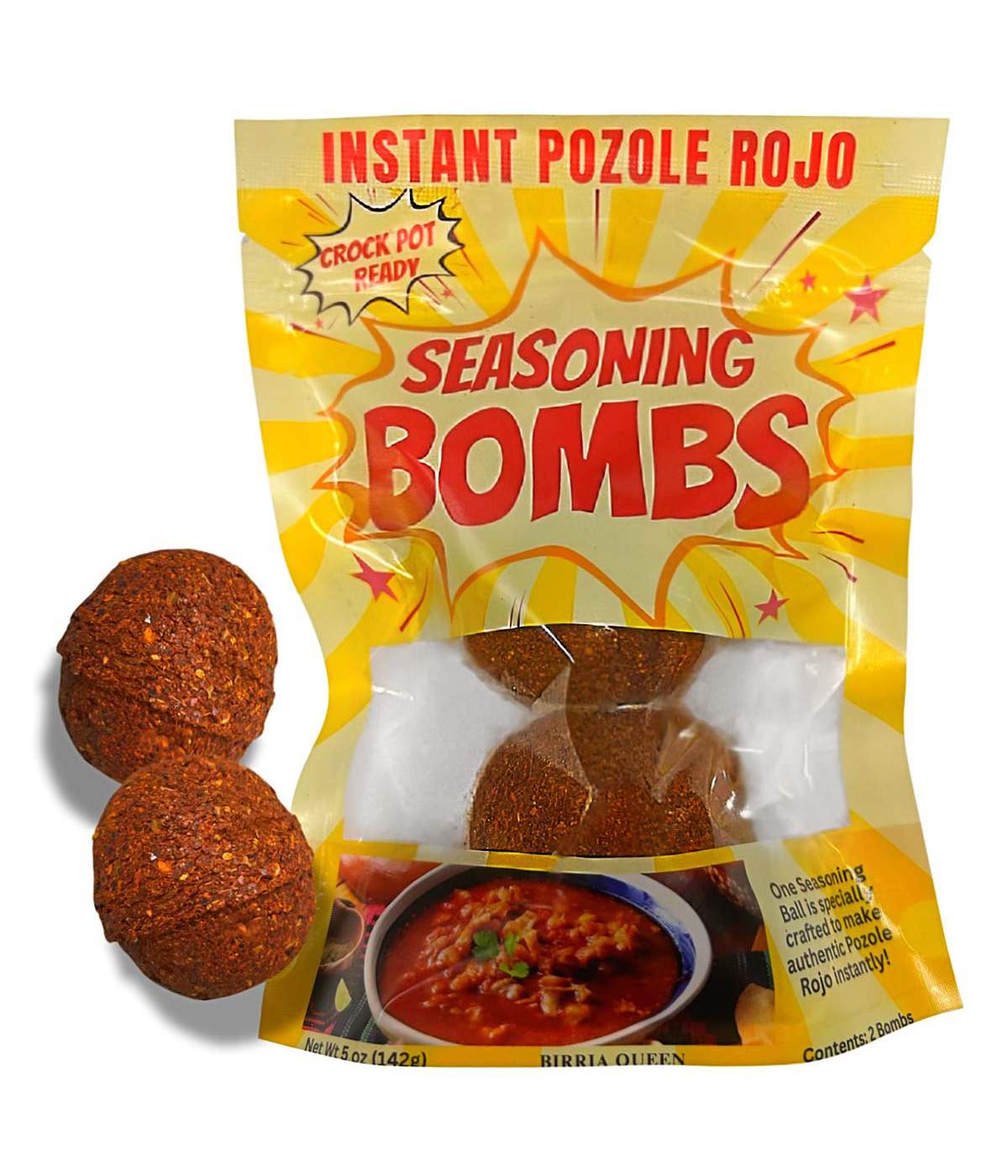 Birria Queen Instant Pozole Rojo Seasoning Bombs - Shop Spice mixes at ...