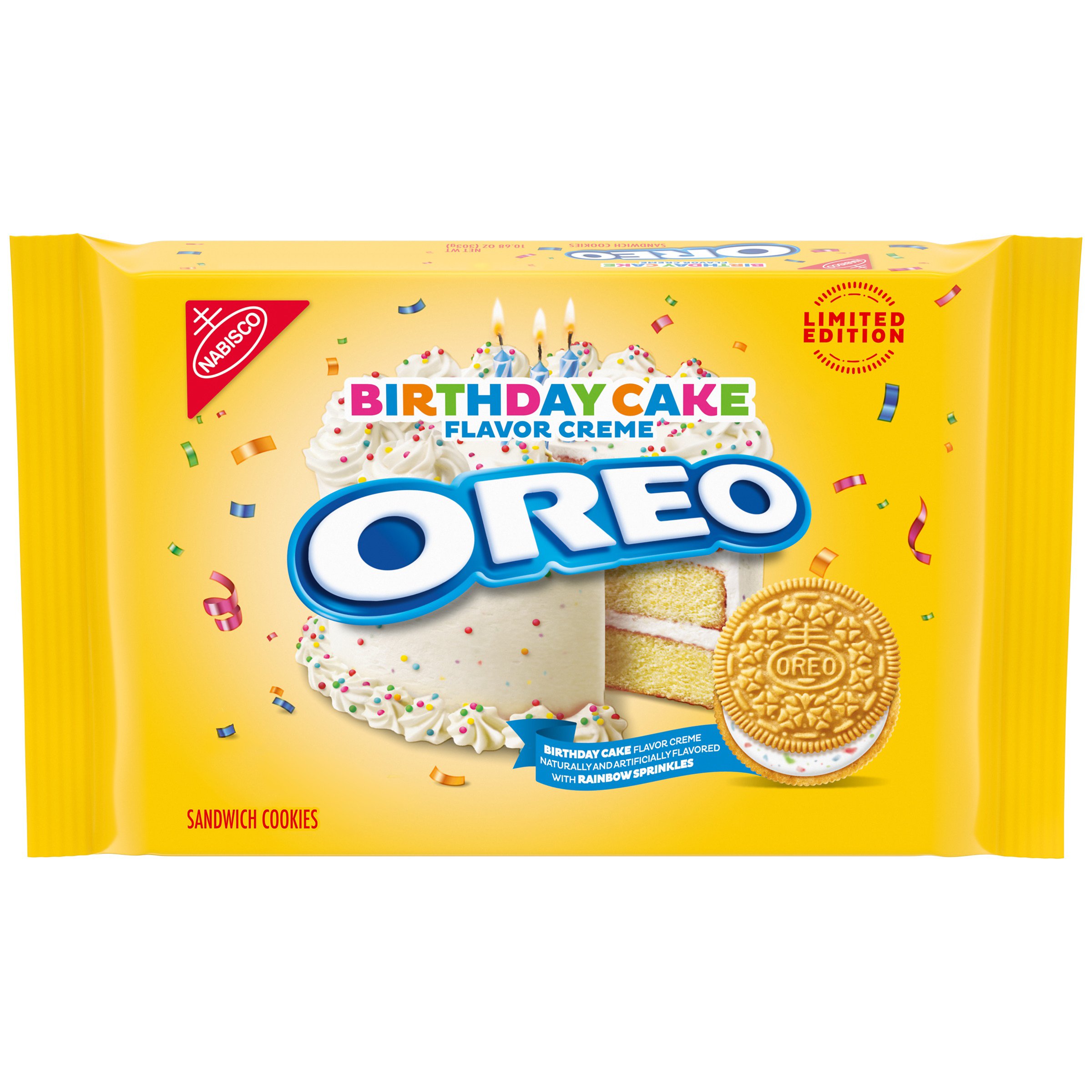 OREO Limited Edition Golden Birthday Cake Creme Sandwich Cookies - Shop Cookies at H-E-B
