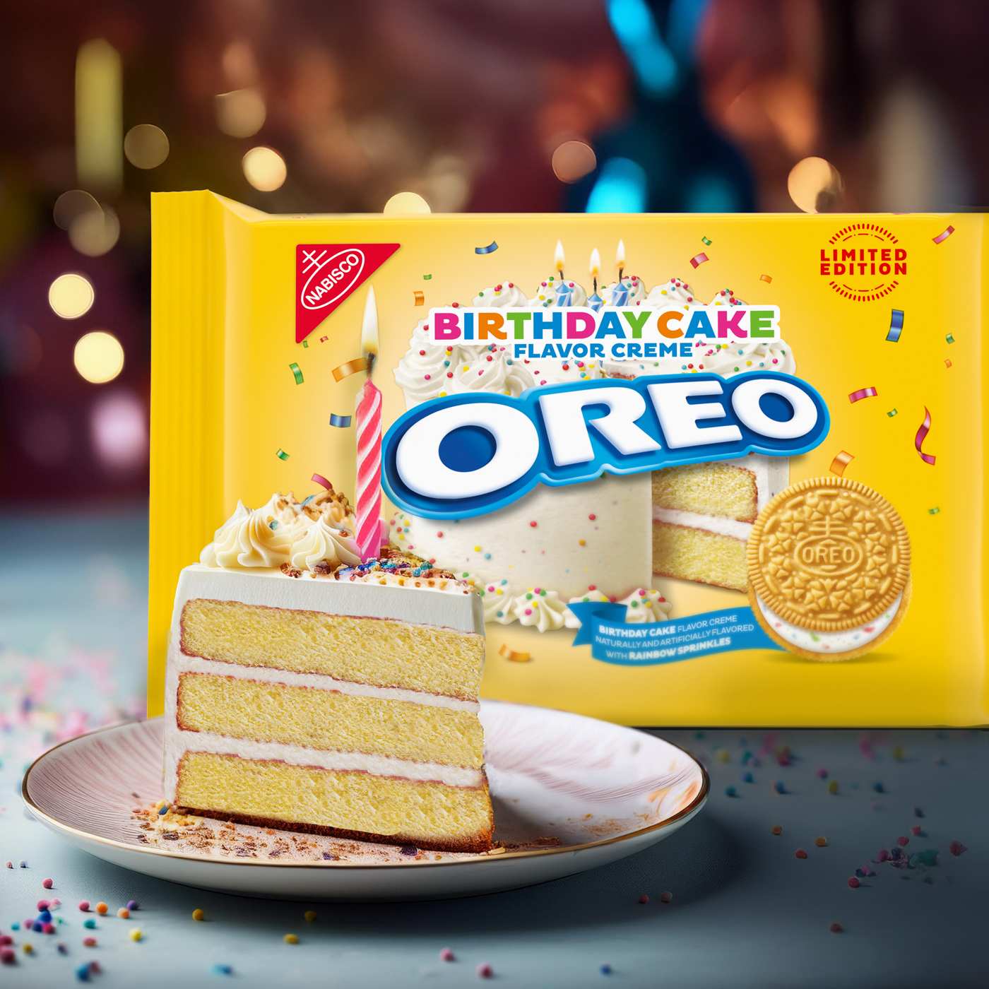 OREO Limited Edition Golden Birthday Cake Creme Sandwich Cookies - Shop ...