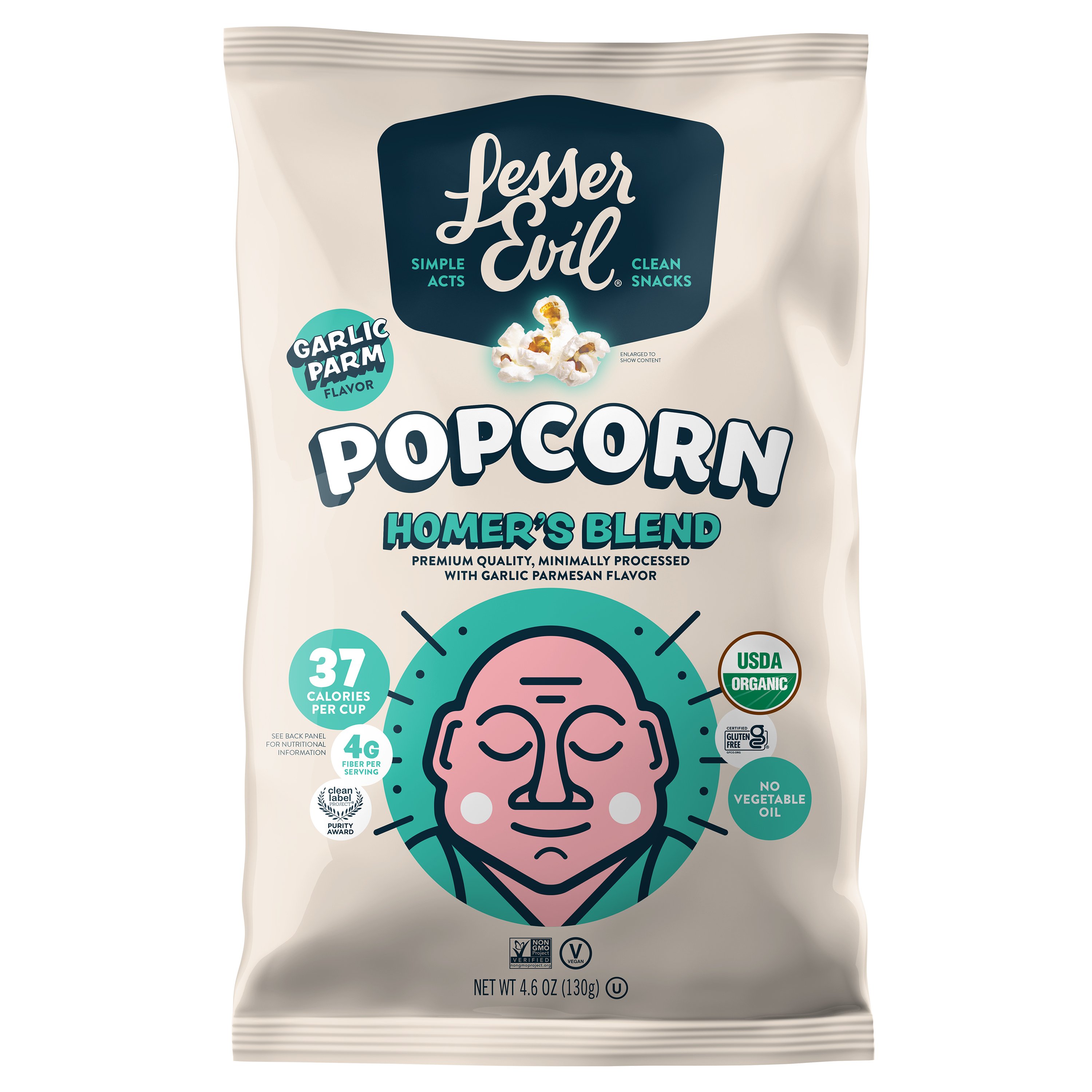 LesserEvil Organic Popped Popcorn - Garlic Parm - Shop Popcorn at H-E-B