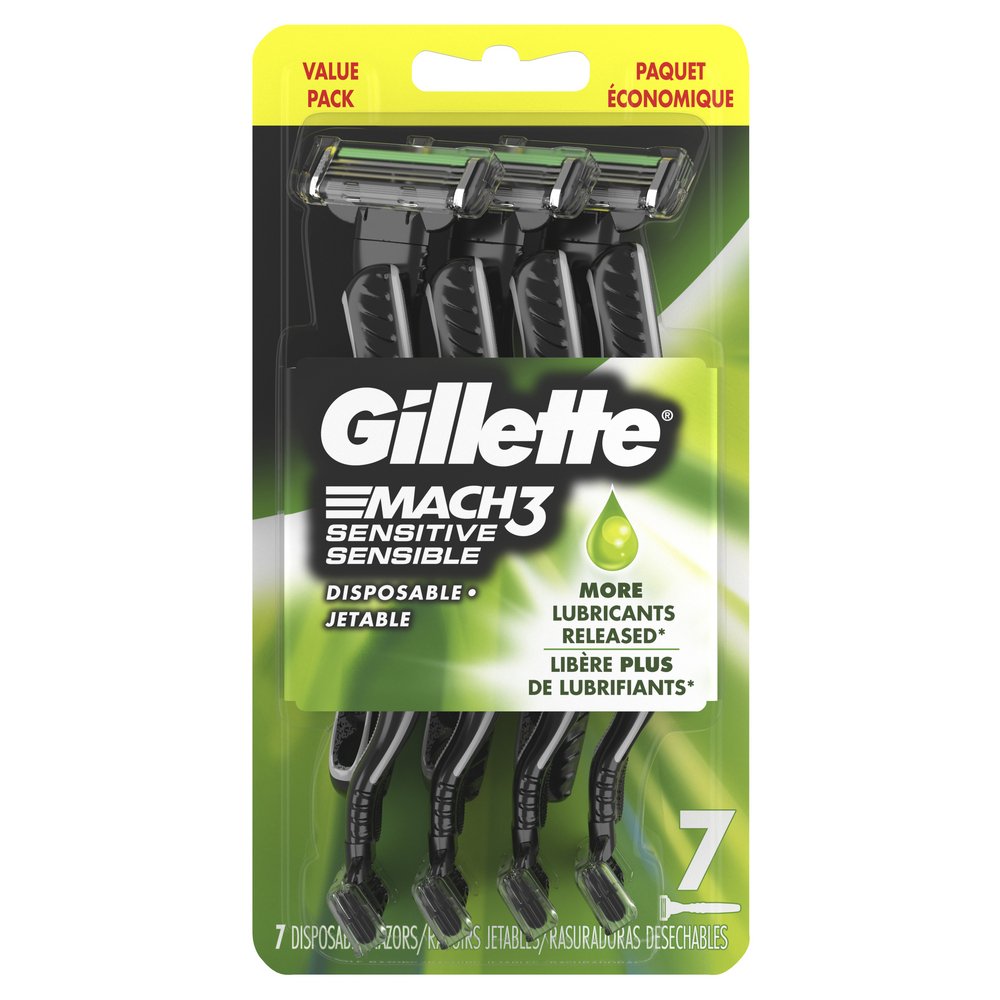 Gillette Mach 3-Blade Sensitive Men's Disposable Razors - Shop Razors ...