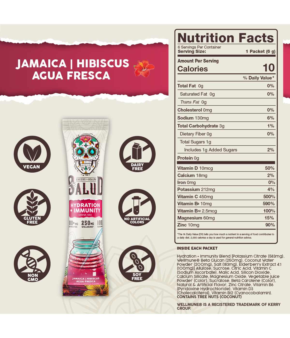 Salud Hydration + Immunity Drink Mix Stick Packs - Hibiscus - Shop ...