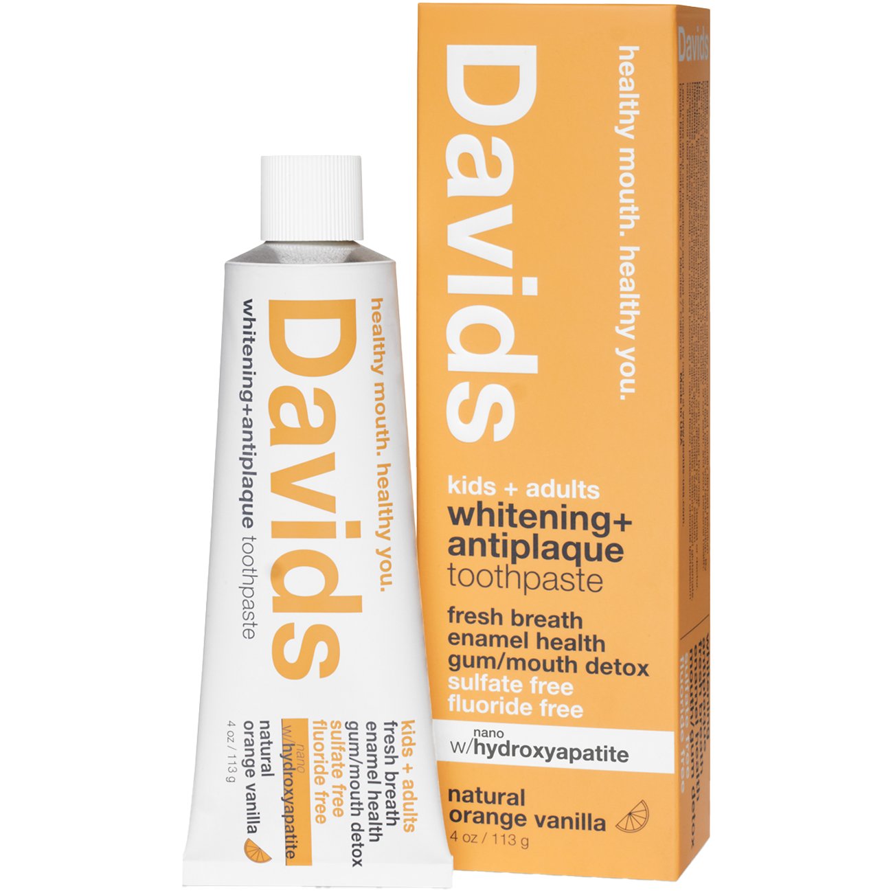 Davids Kids & Adult Natural Whitening + Antiplaque Fluoride Free ...