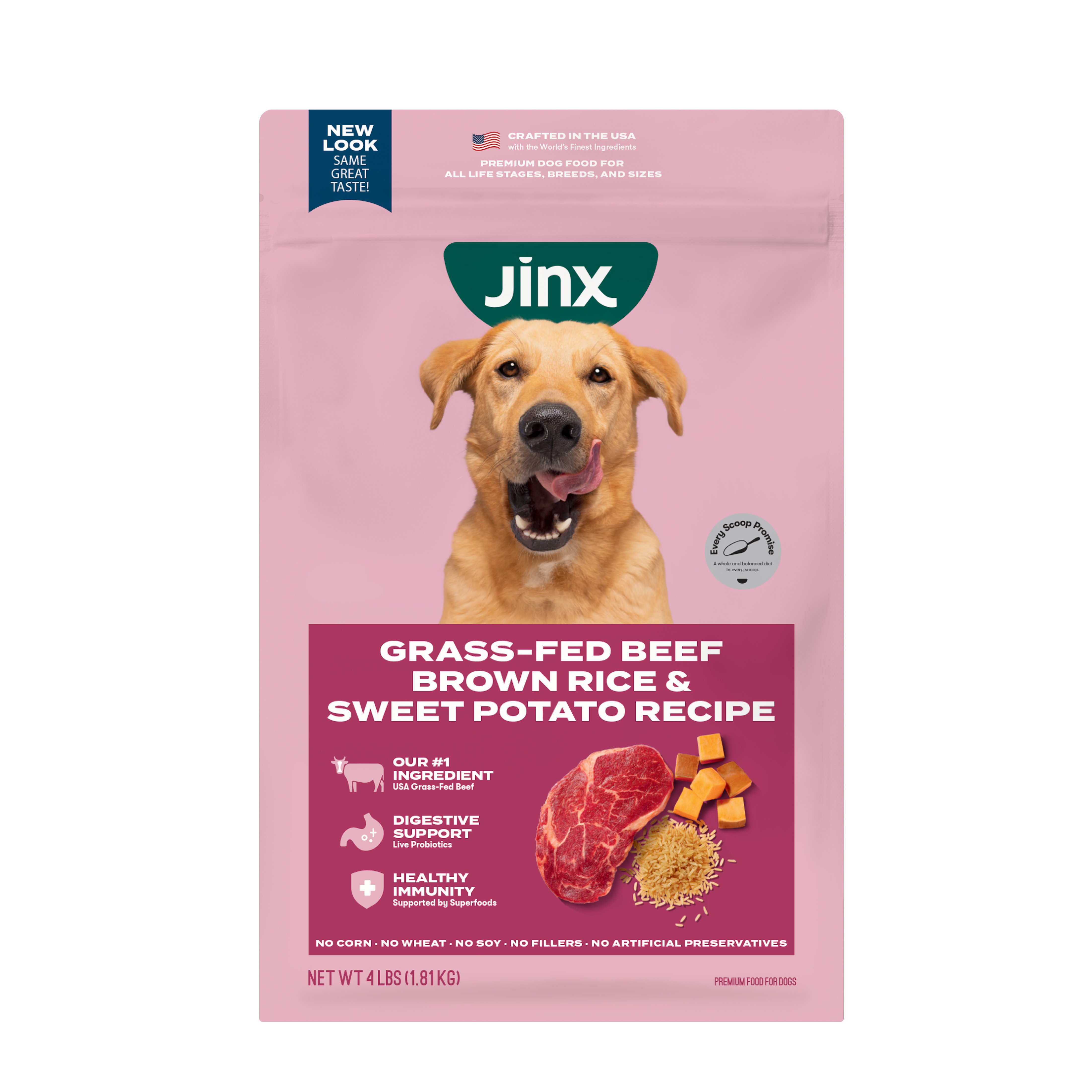 Jinx Grass Fed Beef Brown Rice & Sweet Potato Recipe Dry Dog Food ...