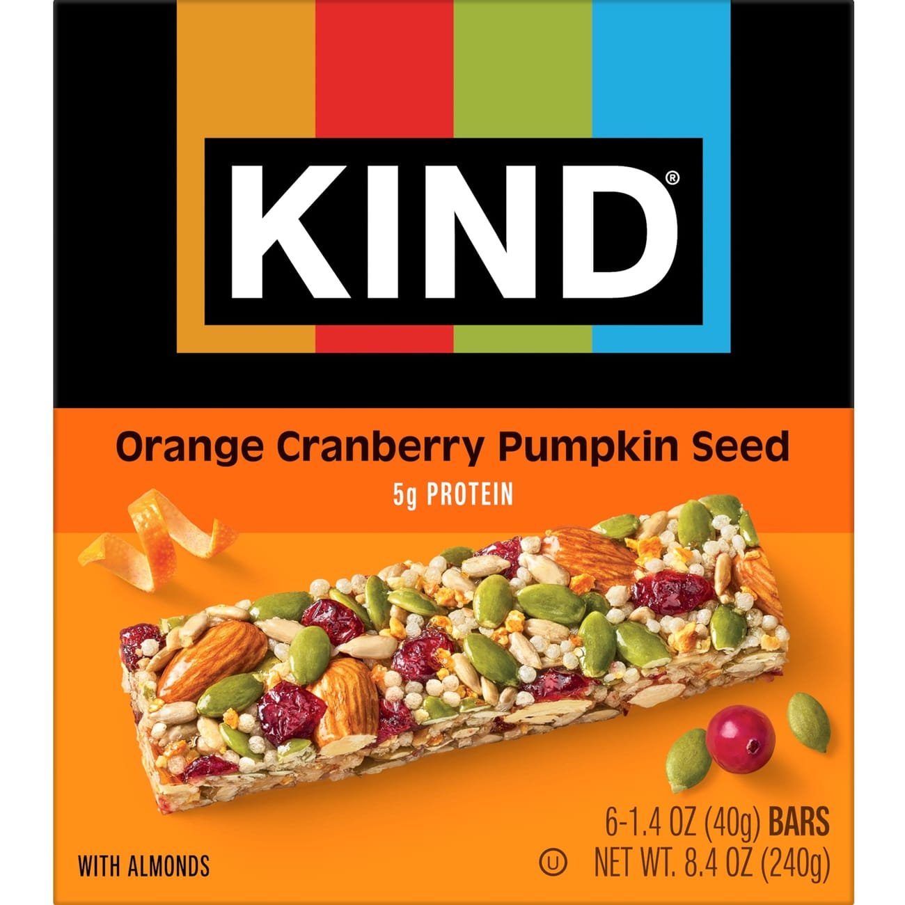 Kind 5g Protein Bars - Orange Cranberry Pumpkin Seed - Shop Granola ...