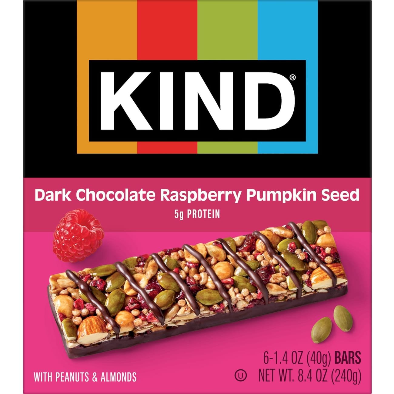 Kind 5g Protein Bars - Dark Chocolate Raspberry Pumpkin Seed - Shop ...