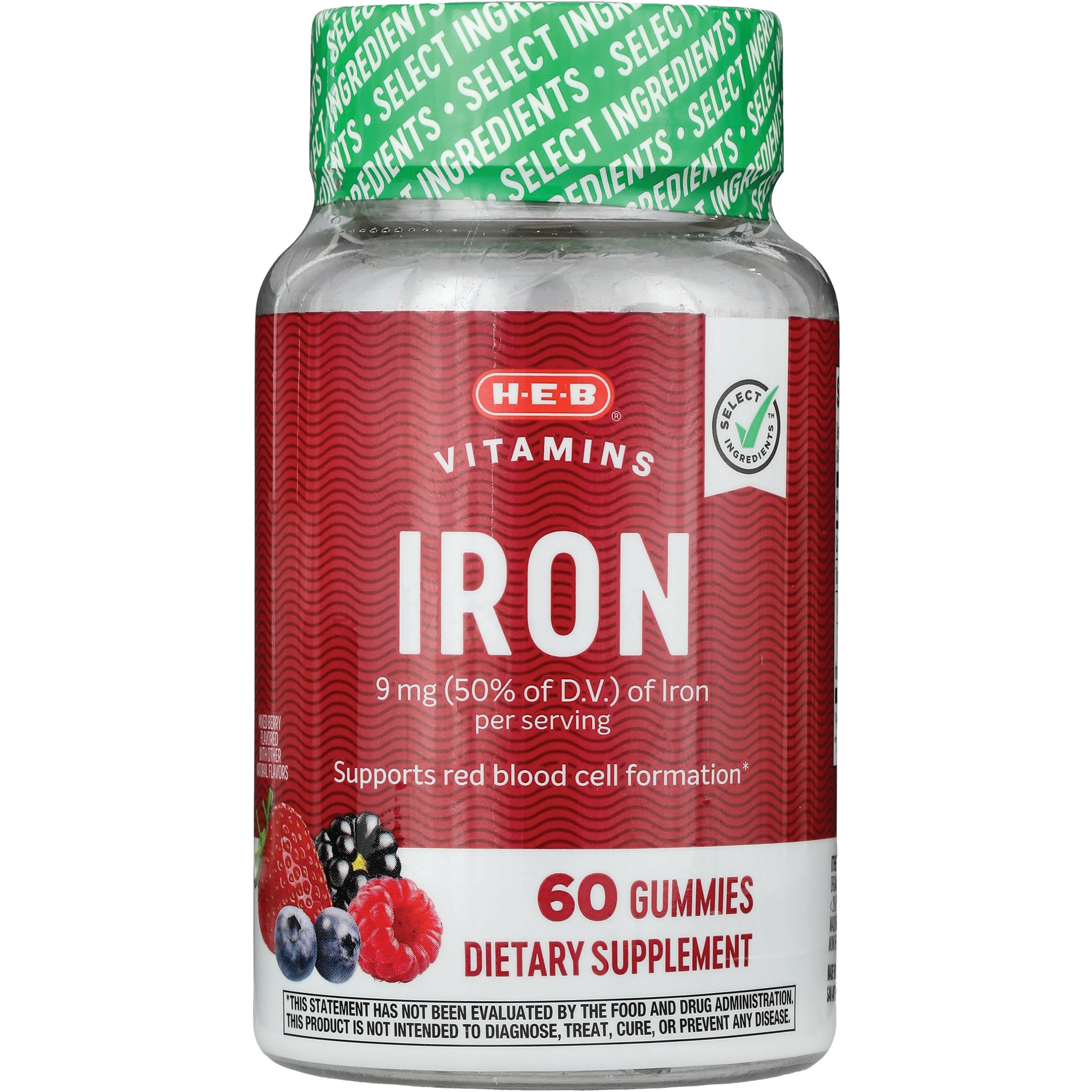 HEB Vitamins Iron 9 mg Gummies - Berry - Shop Minerals at H-E-B