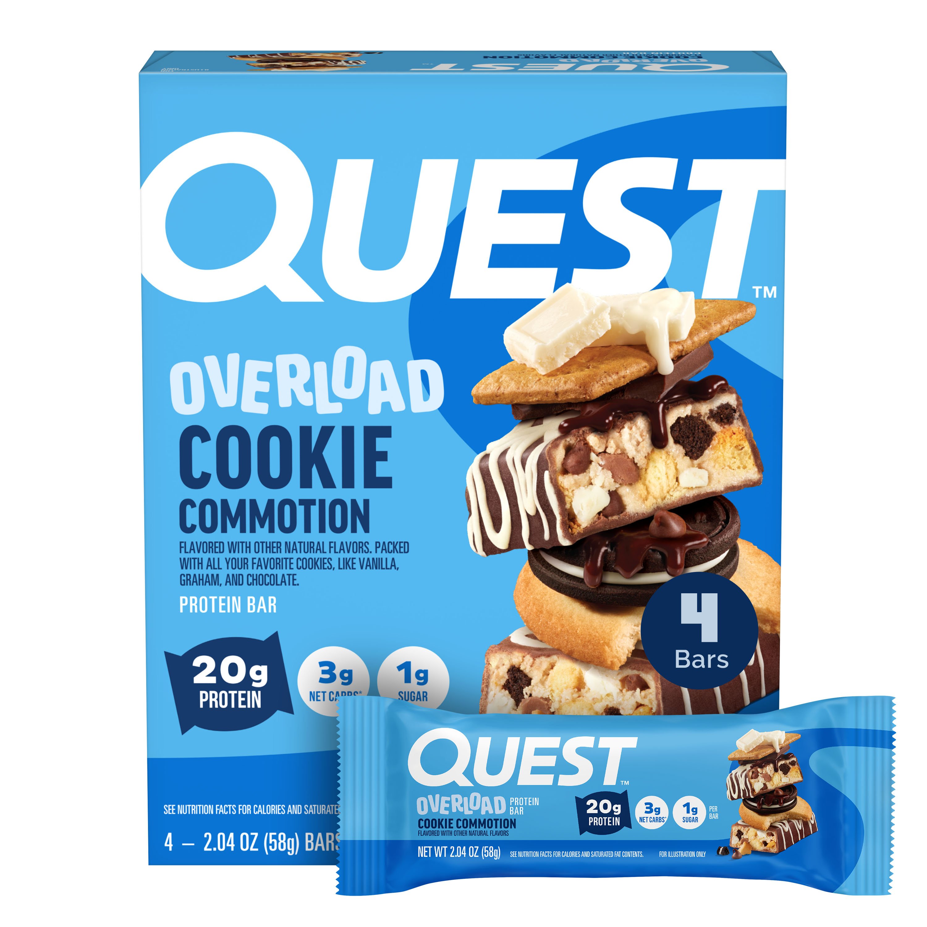 Quest Overload 20g Protein Bars - Cookie Commotion - Shop Granola ...