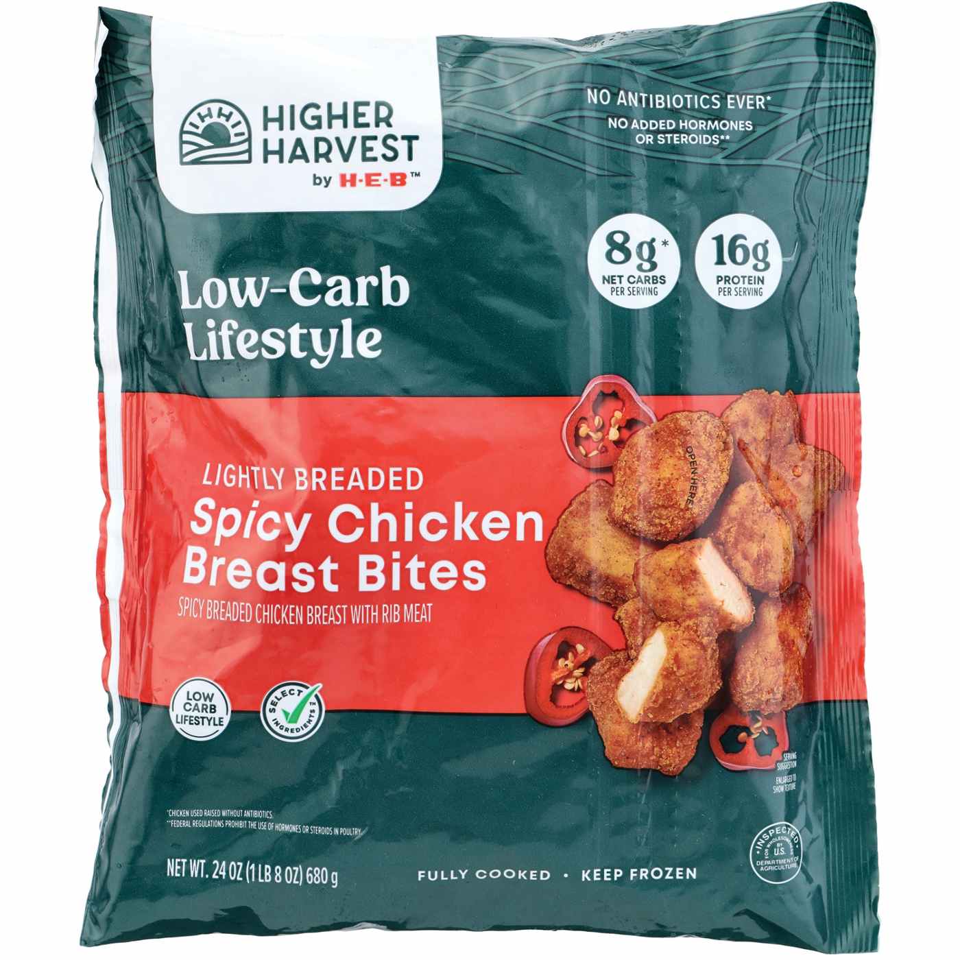 Higher Harvest by H-E-B Lightly Breaded Spicy Chicken Breast Bites ...