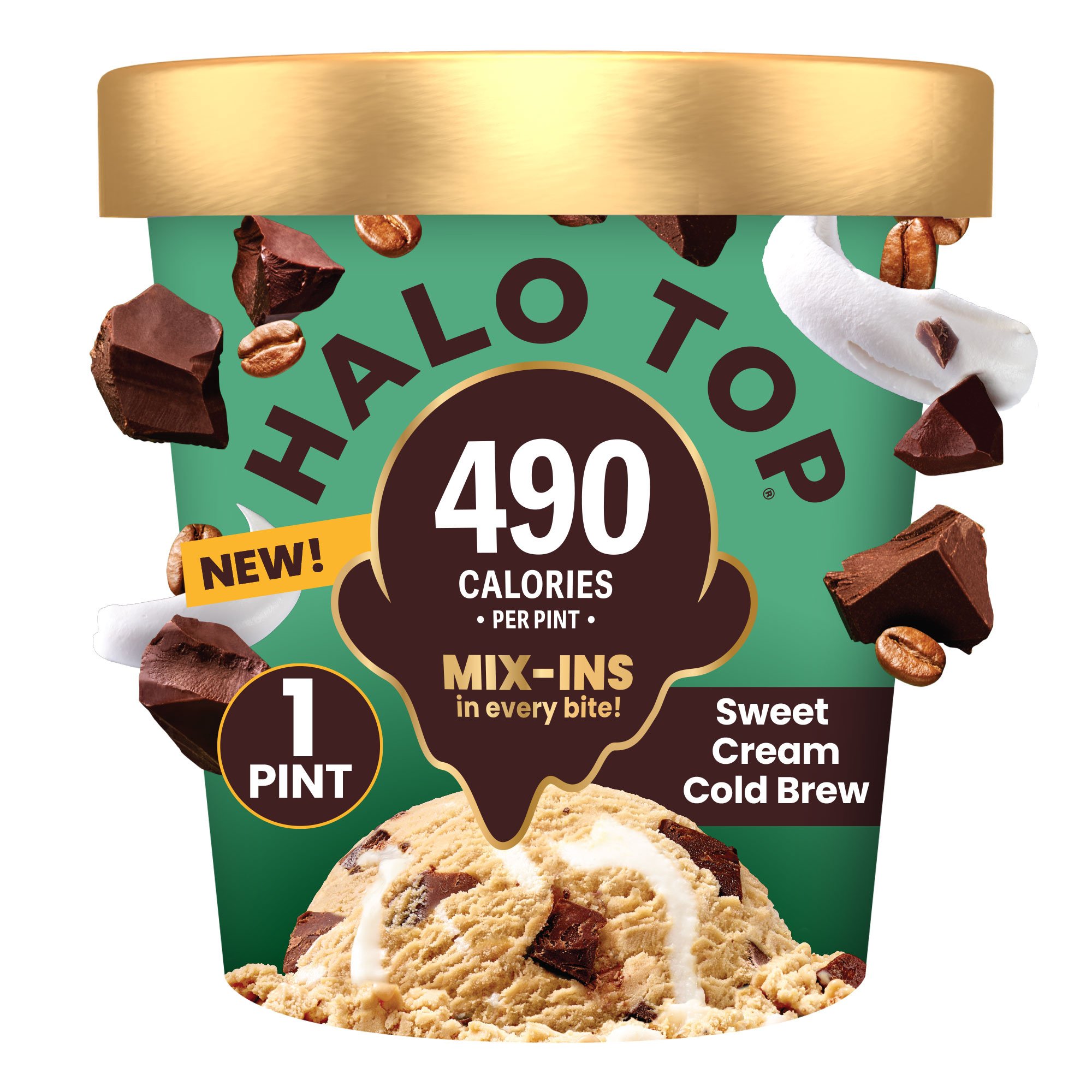 Halo Top Mix Ins 16g Protein Sweet Cream Cold Brew Light Ice Cream ...