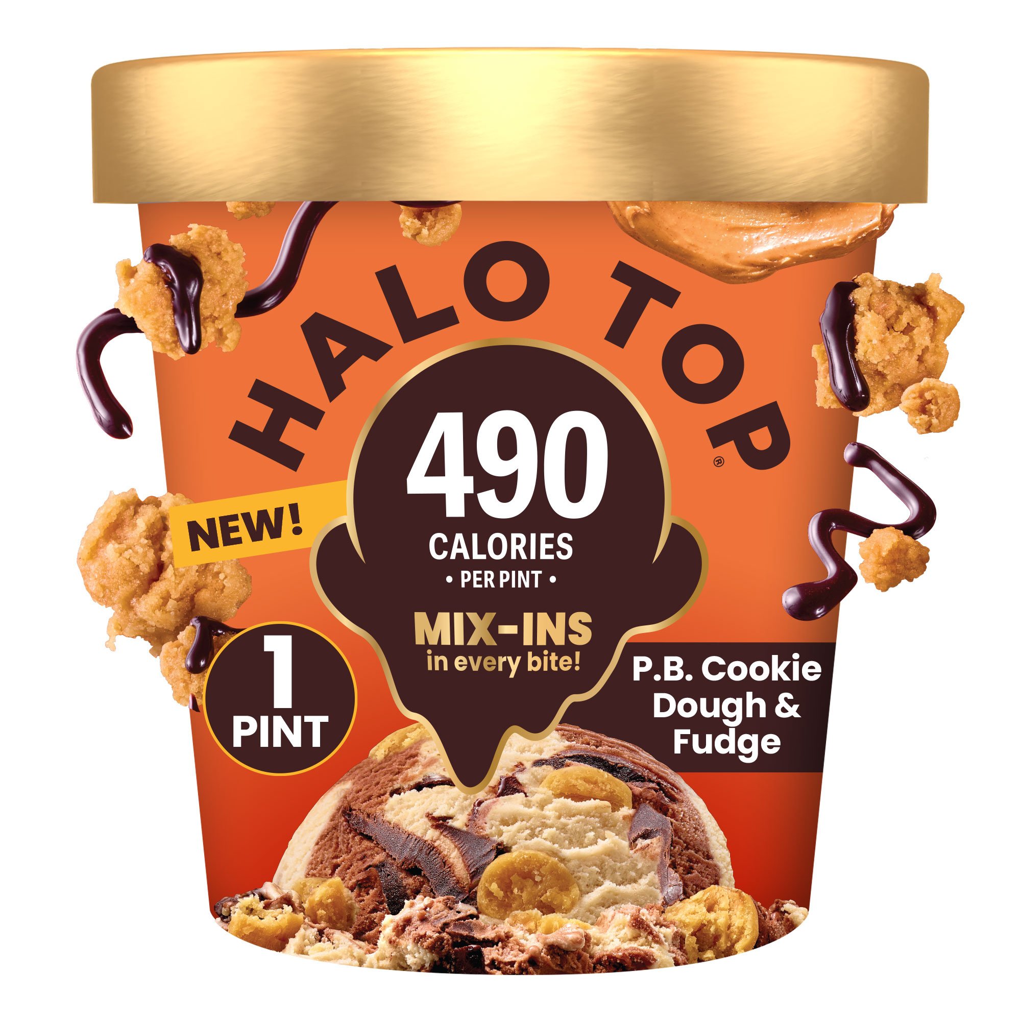 Halo Top Mix Ins 20g Protein P.B. Cookie Dough & Fudge Light Ice Cream ...