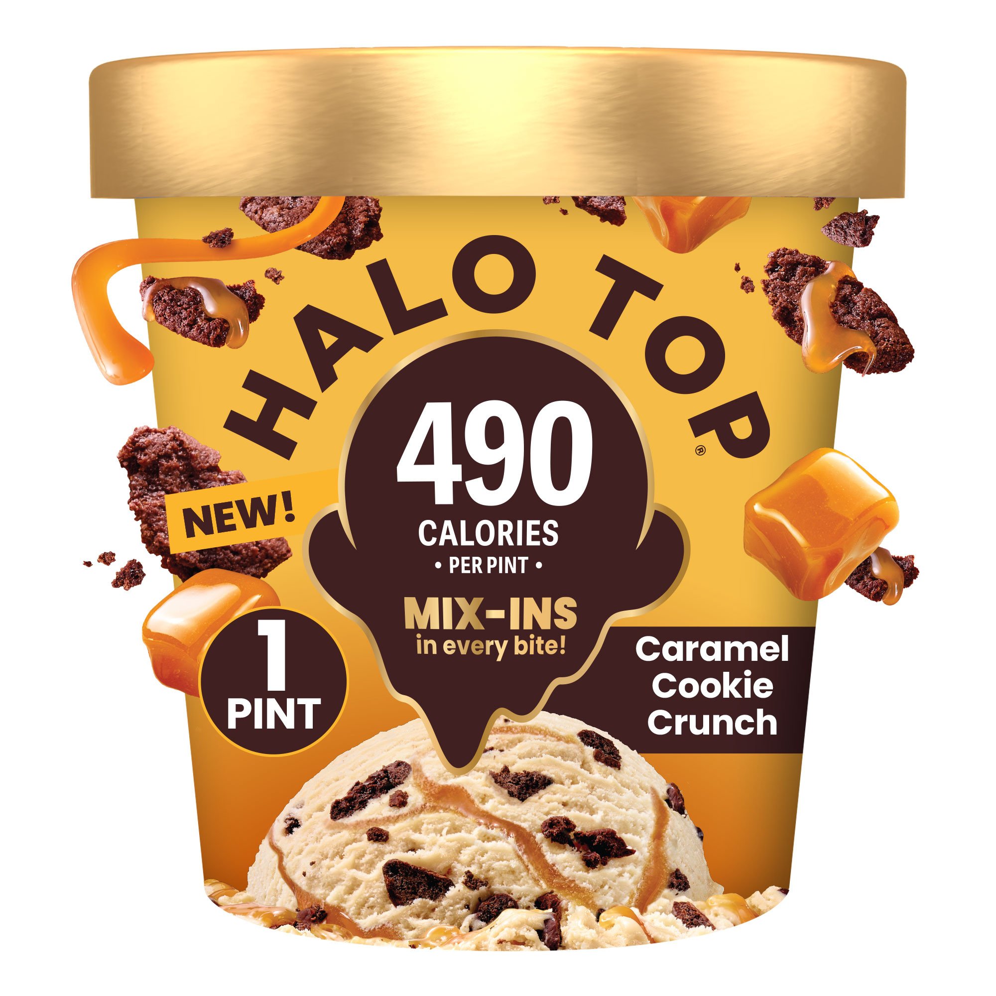 Halo Top Mix Ins 17g Protein Caramel Cookie Crunch Light Ice Cream ...