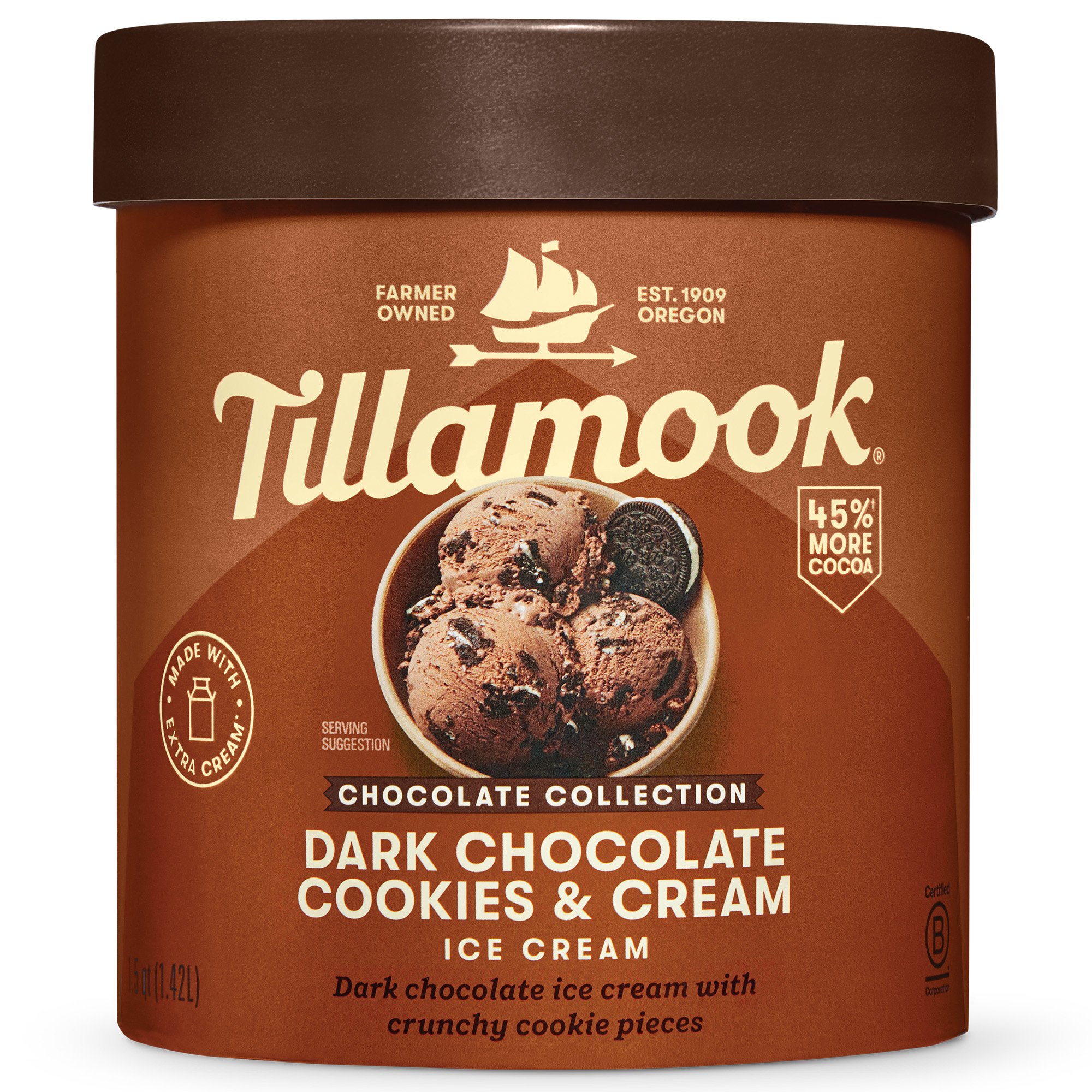 Tillamook Chocolate Collection Dark Chocolate Cookies & Cream Ice Cream ...
