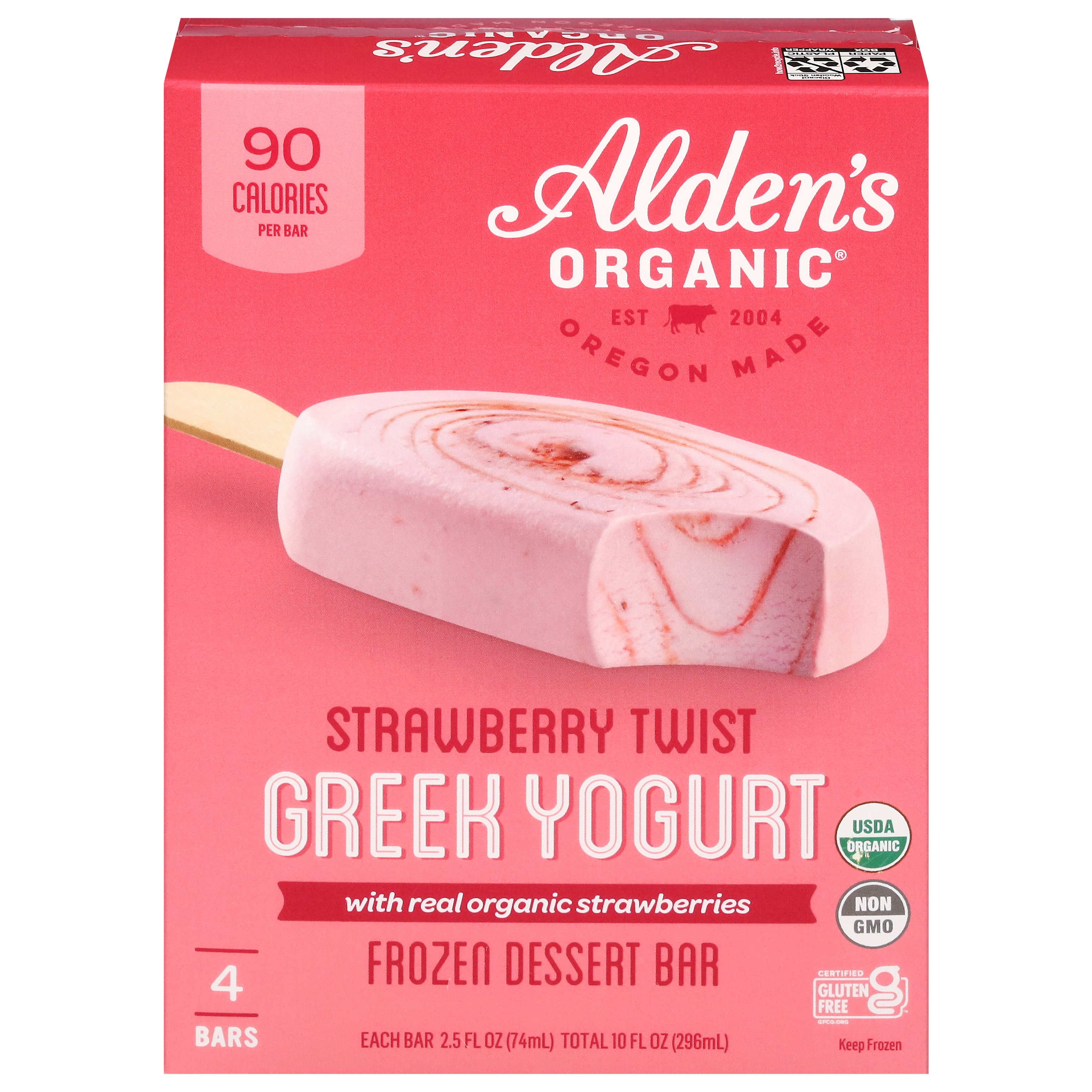 Alden's Organic Strawberry Twist Greek Yogurt Bar - Shop Frozen yogurt ...