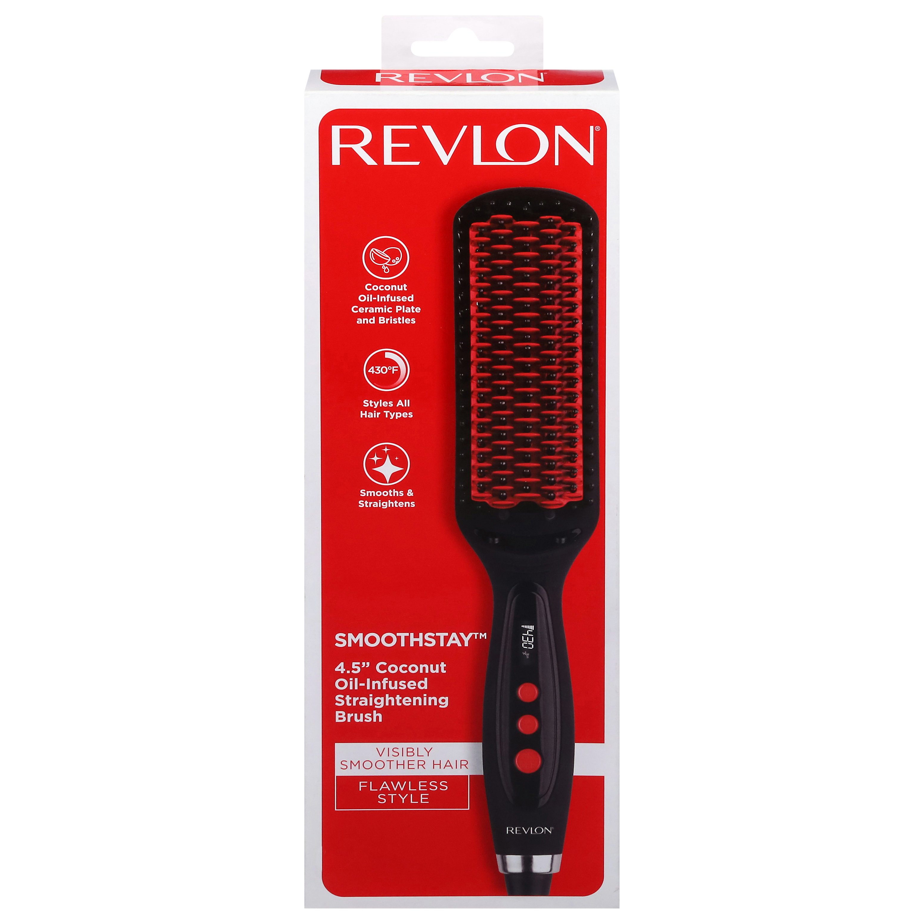 Revlon Smoothstay 4.5in Heated Straightening Hair Brush - Shop Curling ...