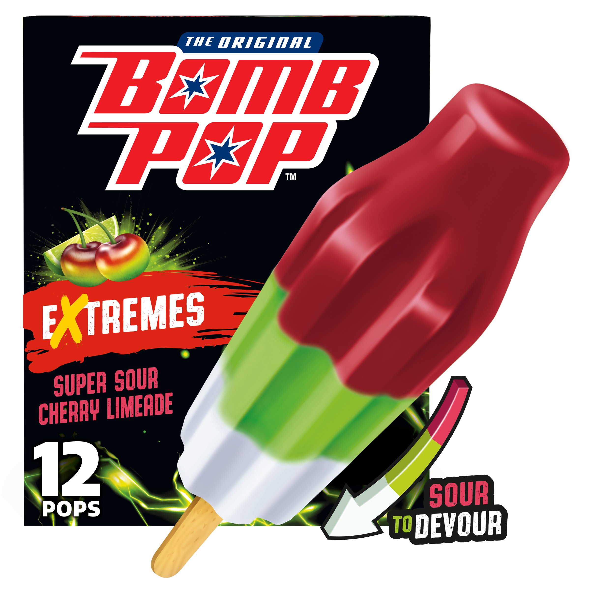 Bomb Pop Extremes Super Sour Cherry Limeade Ice Pops - Shop Bars & pops ...