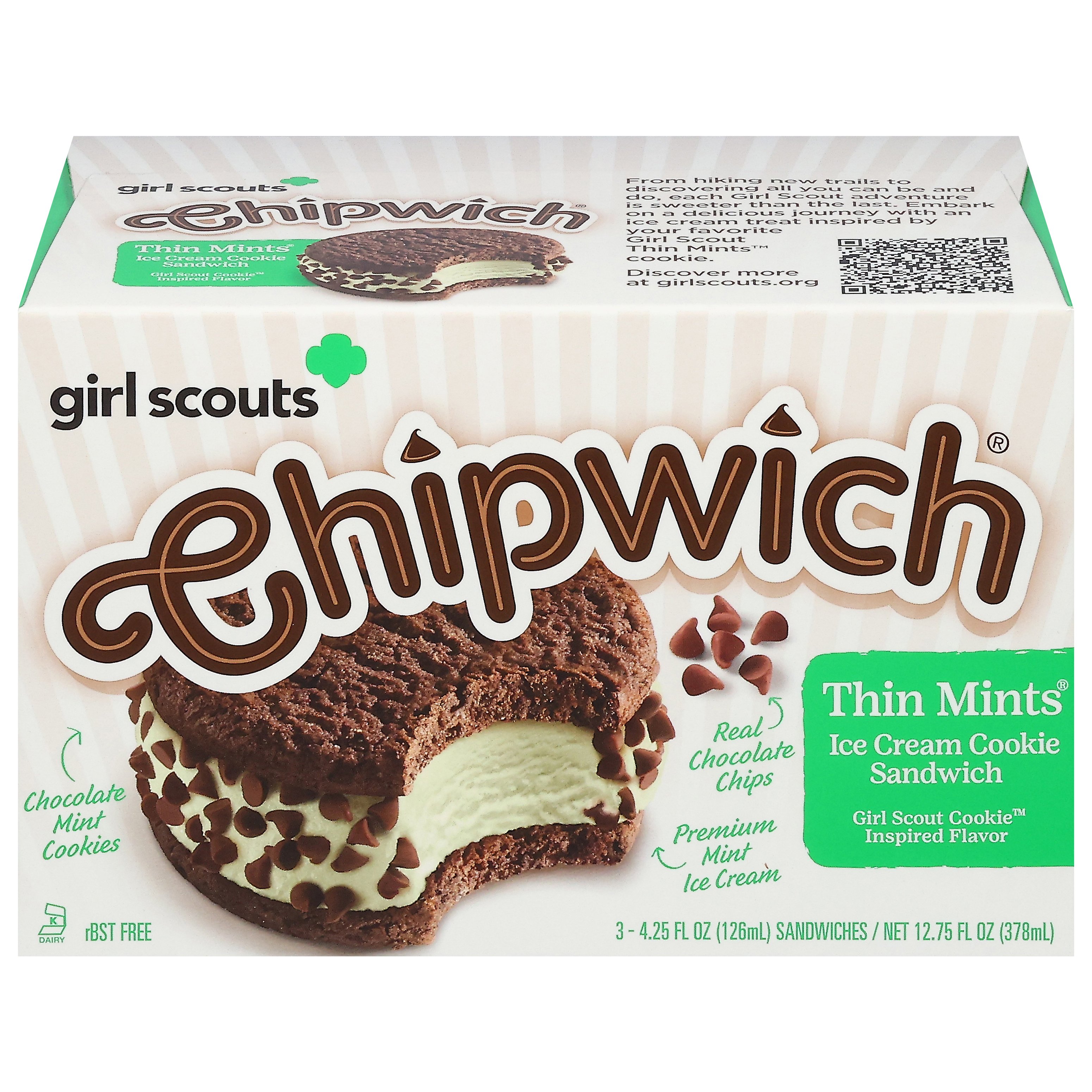 Chipwich Girl Scouts Chipwich Thin Mints Cookie Ice Cream Sandwich ...