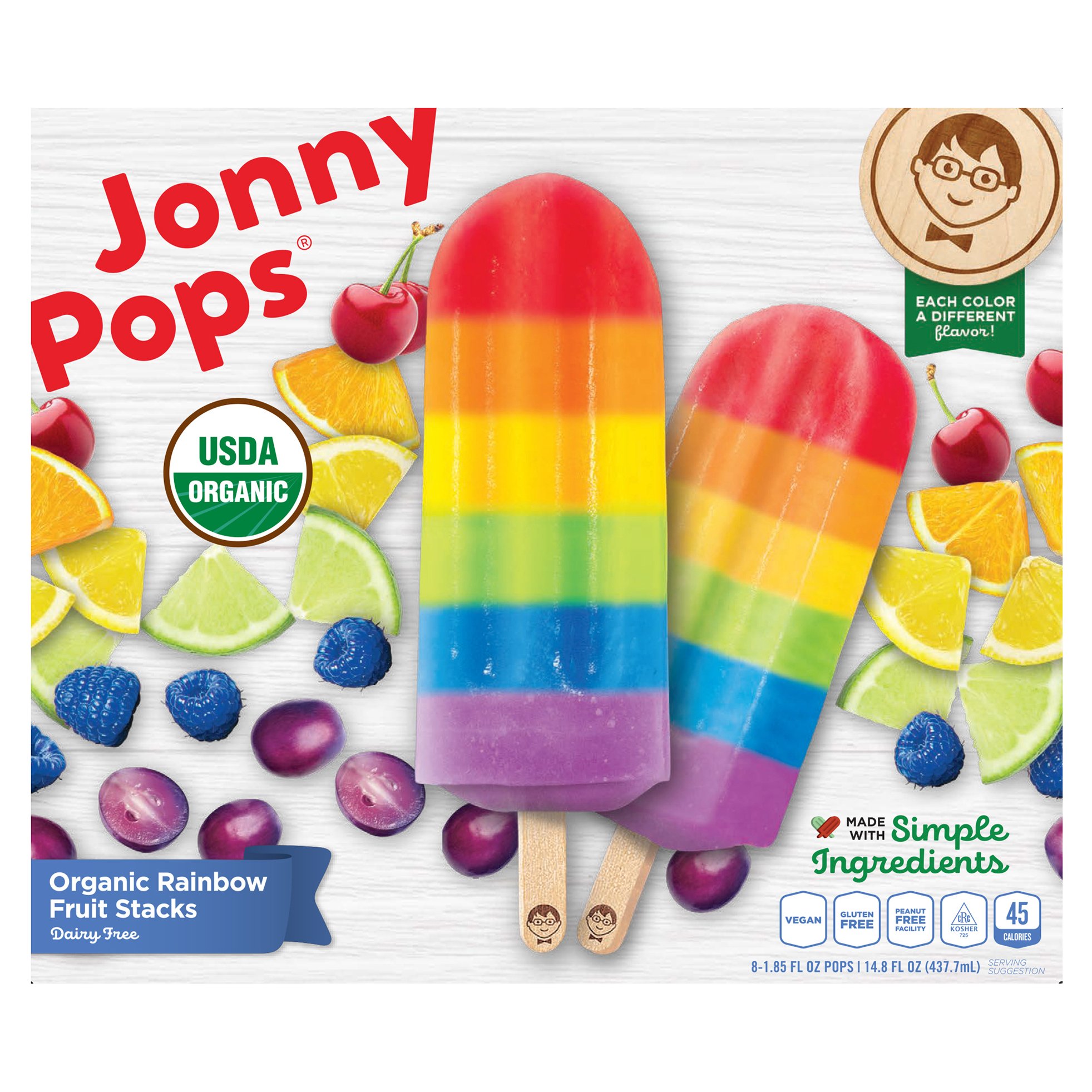 JonnyPops Organic Rainbow Fruit Stacks Ice Pops - Shop Bars & pops at H-E-B