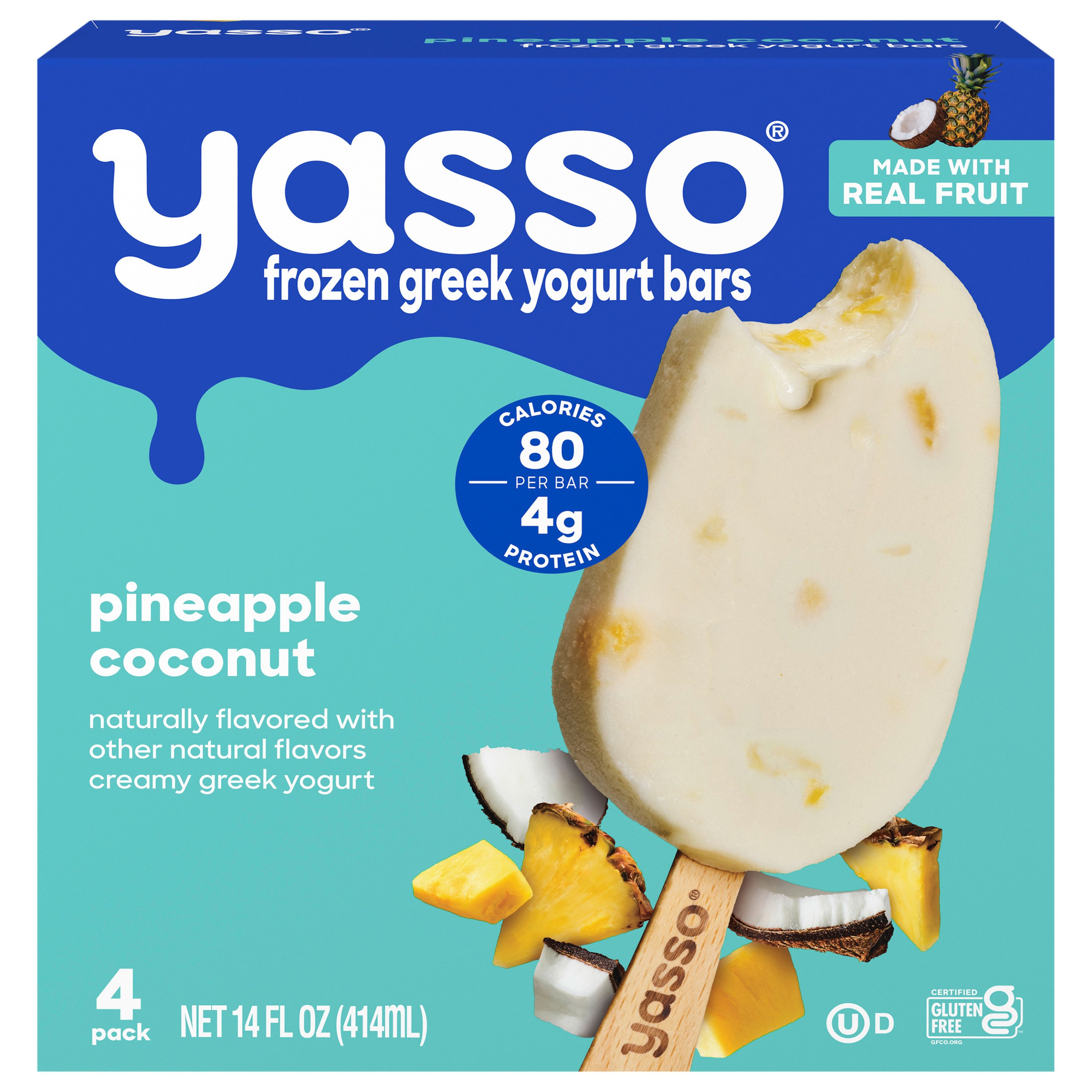 Yasso Frozen Greek Yogurt Bars Pineapple Coconut - Shop Bars & pops at ...