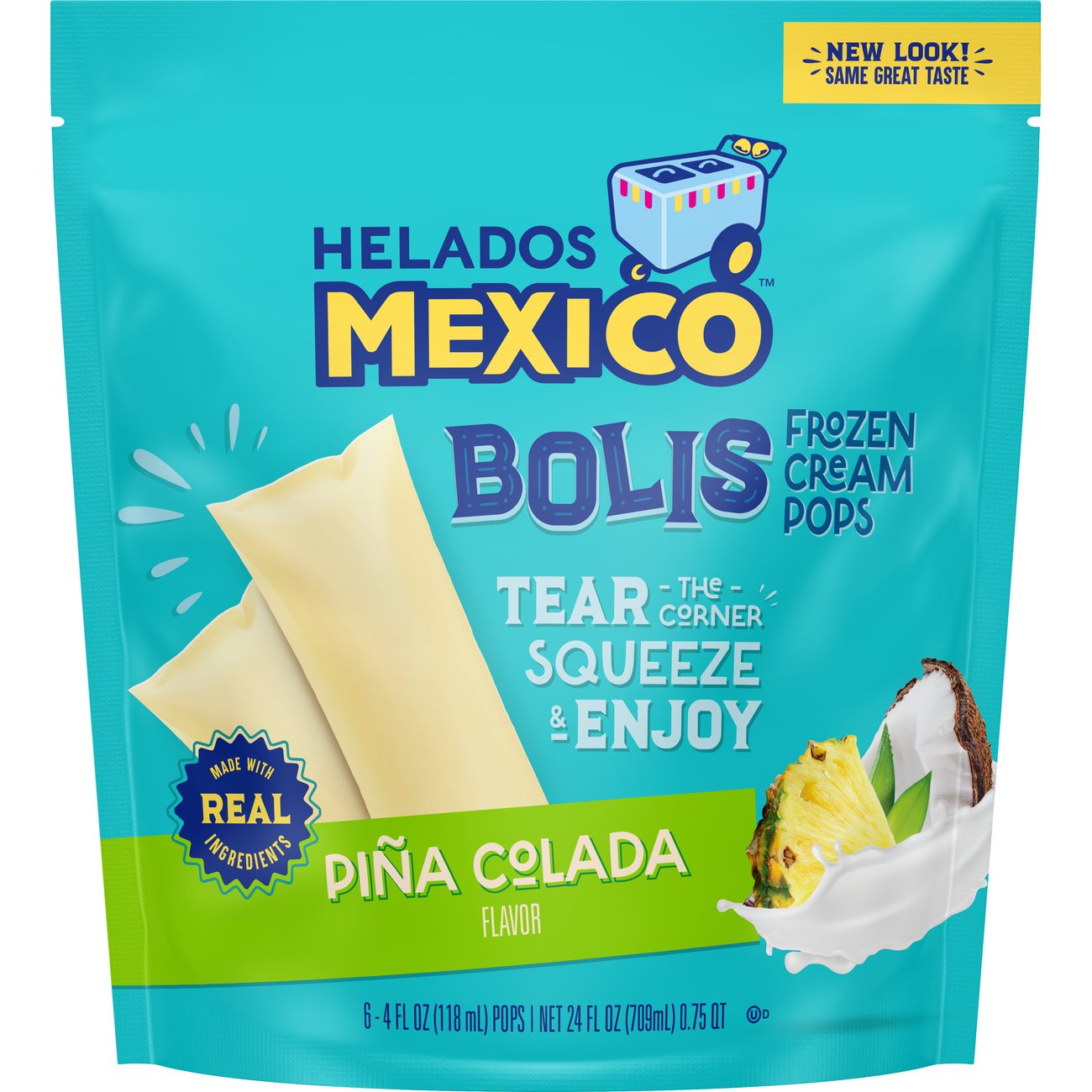 Helados Mexico Bolis Frozen Cream Pops - Pina Colada - Shop Bars & pops ...
